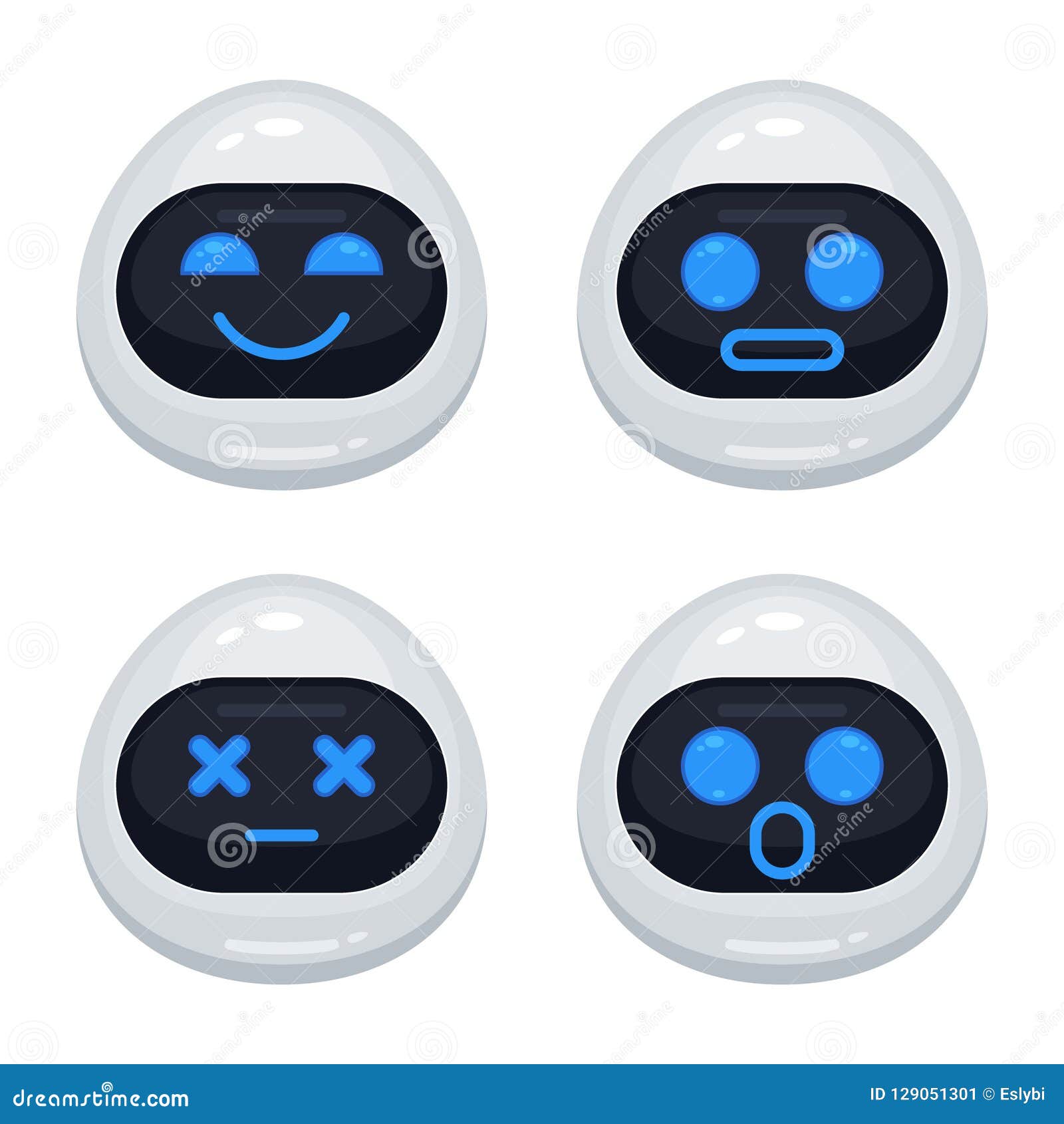 Vectorreeks Van Robot Emoticons Vector Illustratie - Illustration of ...