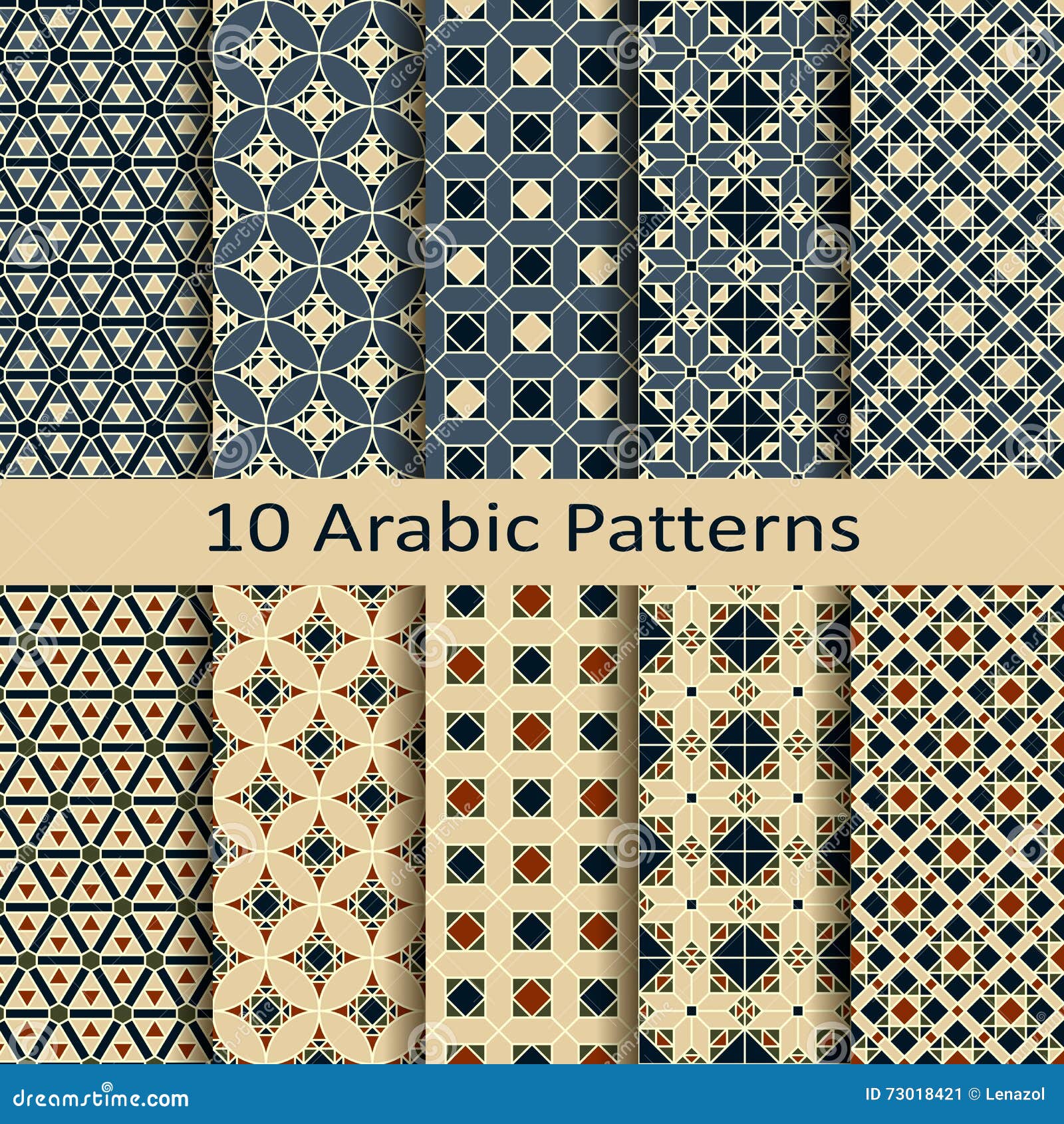 Vectorreeks Van Tien Arabische Traditionele Patronen Vector Illustratie ...