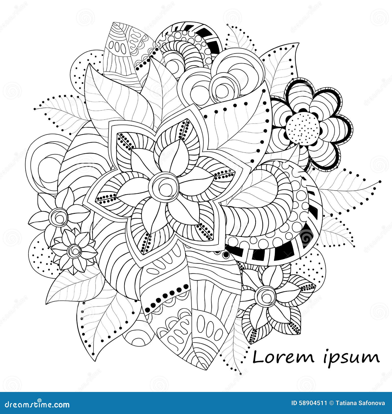 Vectors Abstract Doodle Flower and Wave Pattern. Card Template Stock ...