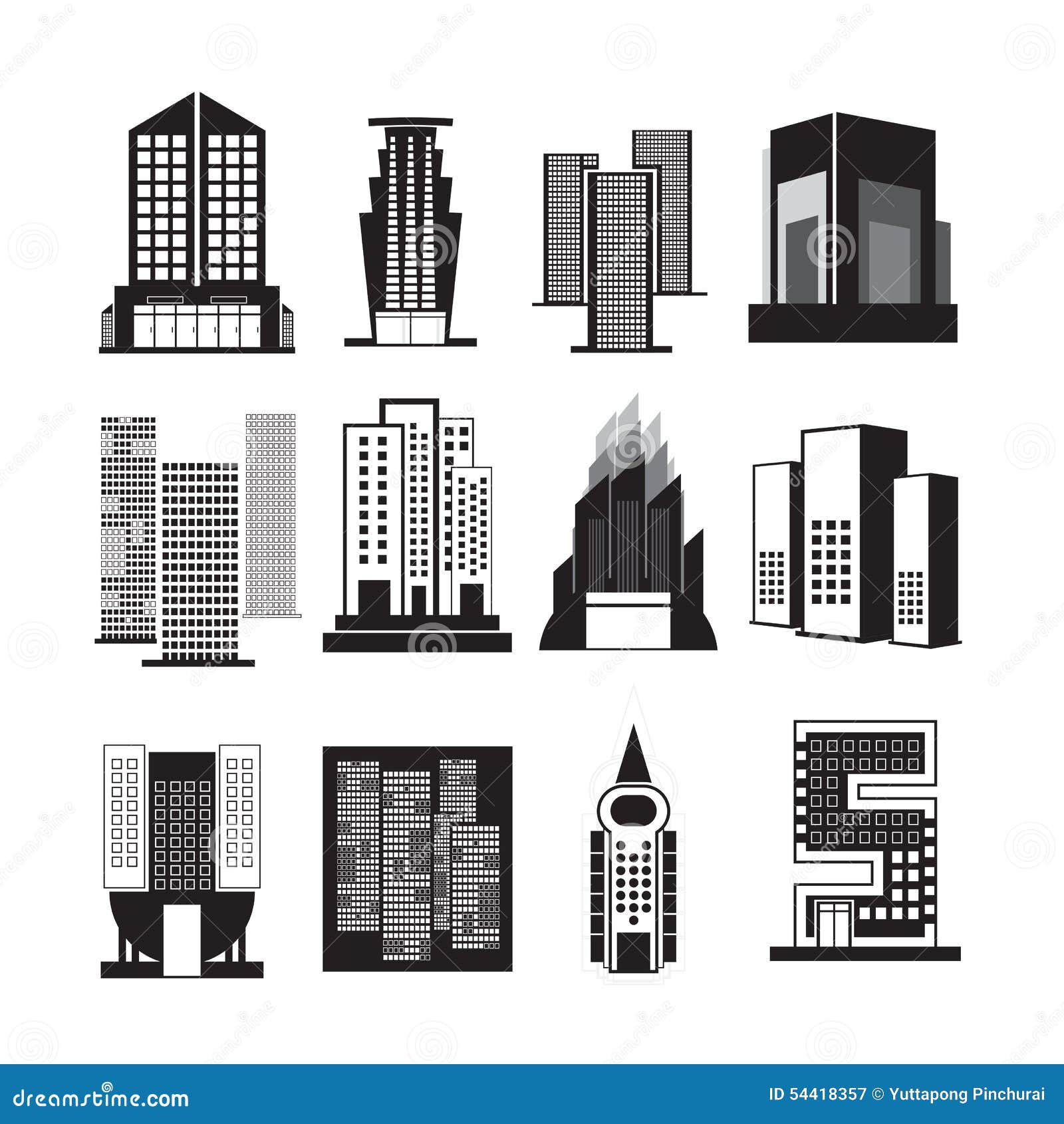 Vectors Building Black Set on White Background Stock Vector ...