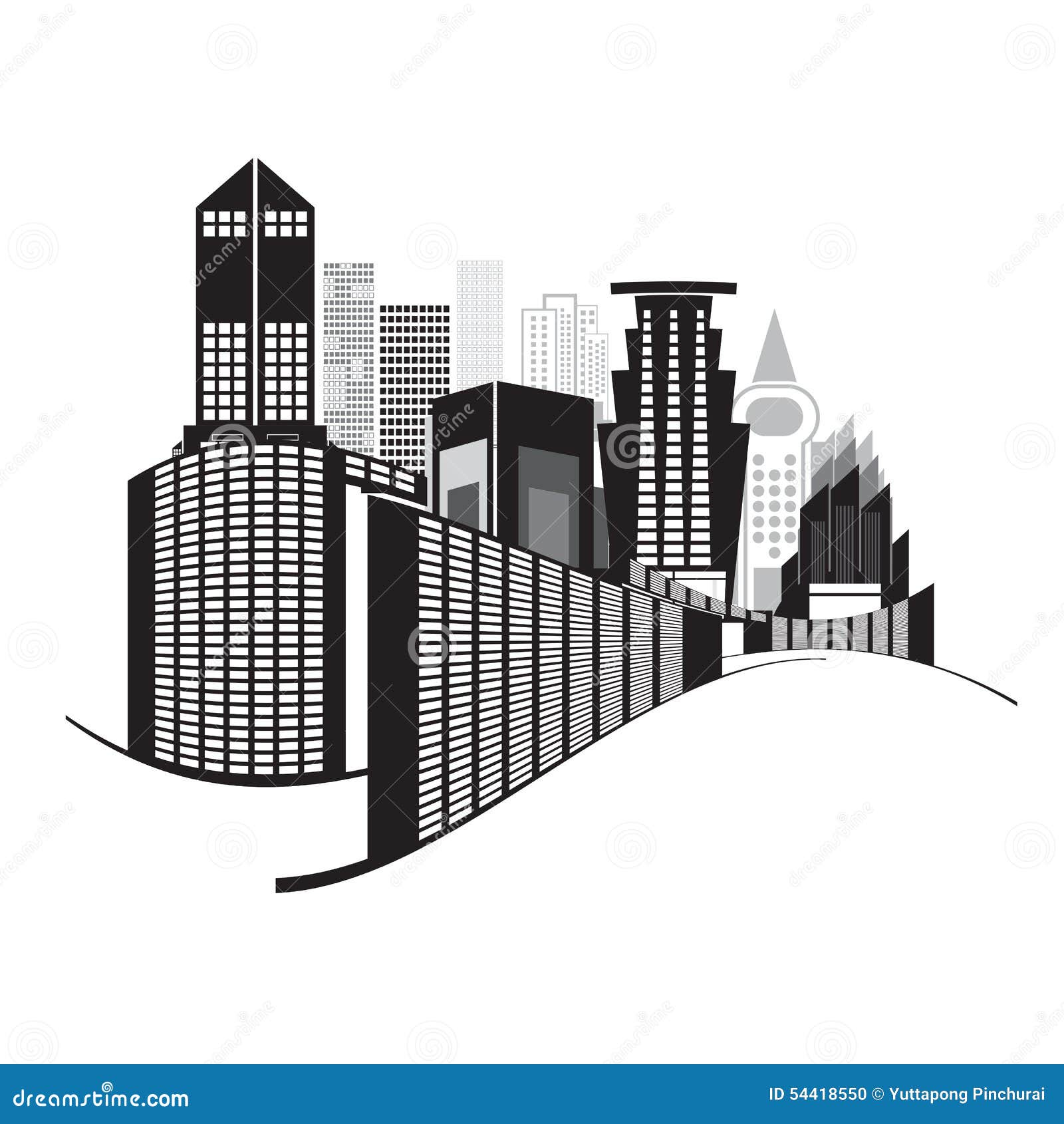 Vectors Building Black and White on White Background Stock Vector ...