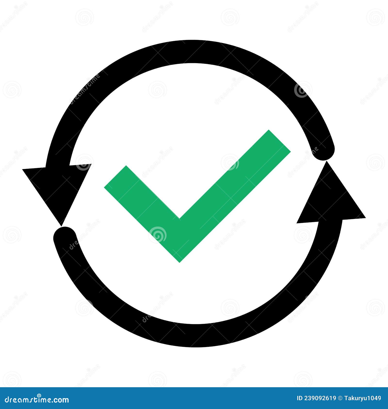 Rotating Arrow and Green Check Mark. Vectors. Stock Vector ...