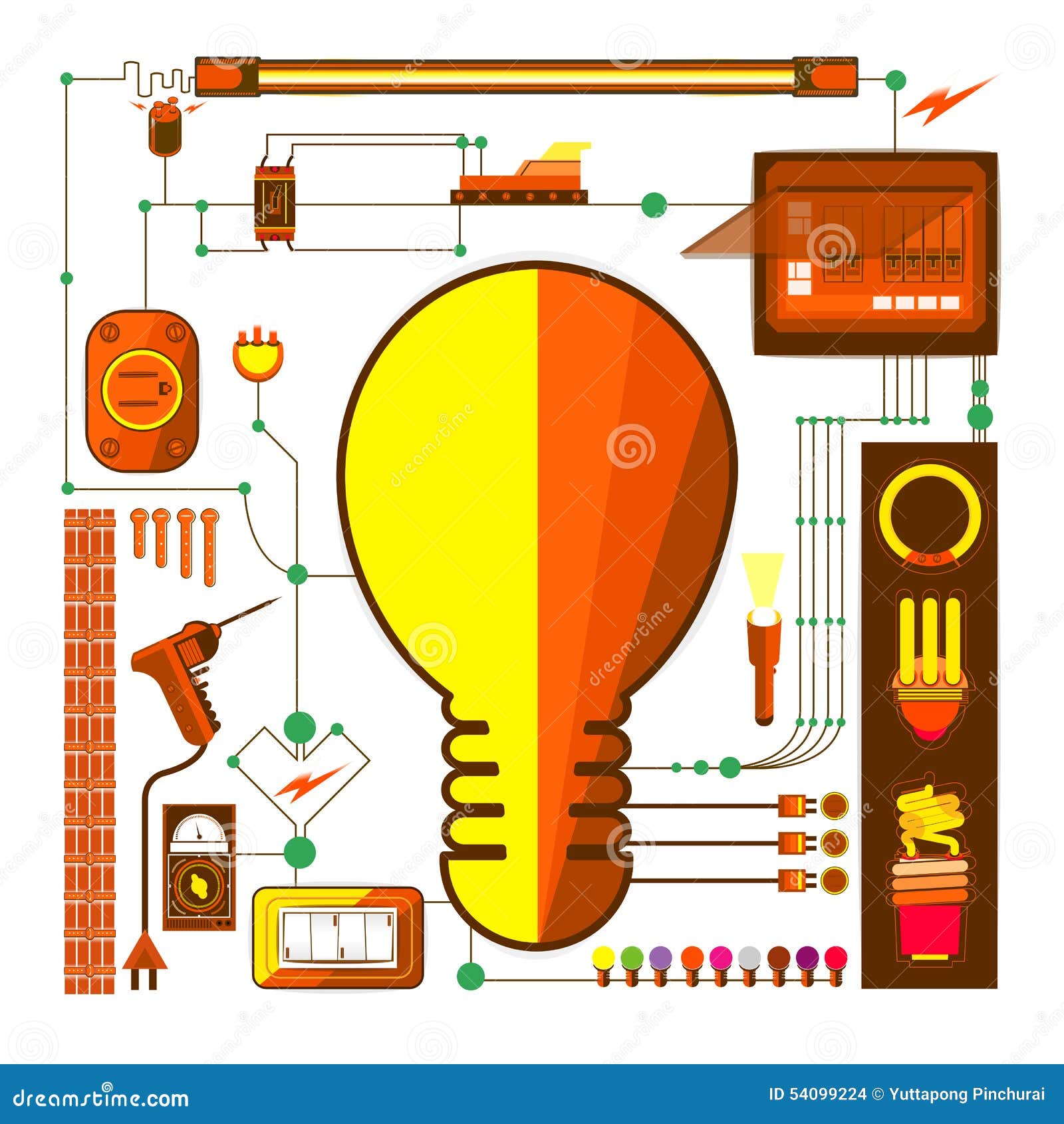 Vectors Element and Electric Light Bulb Stock Vector - Illustration of ...