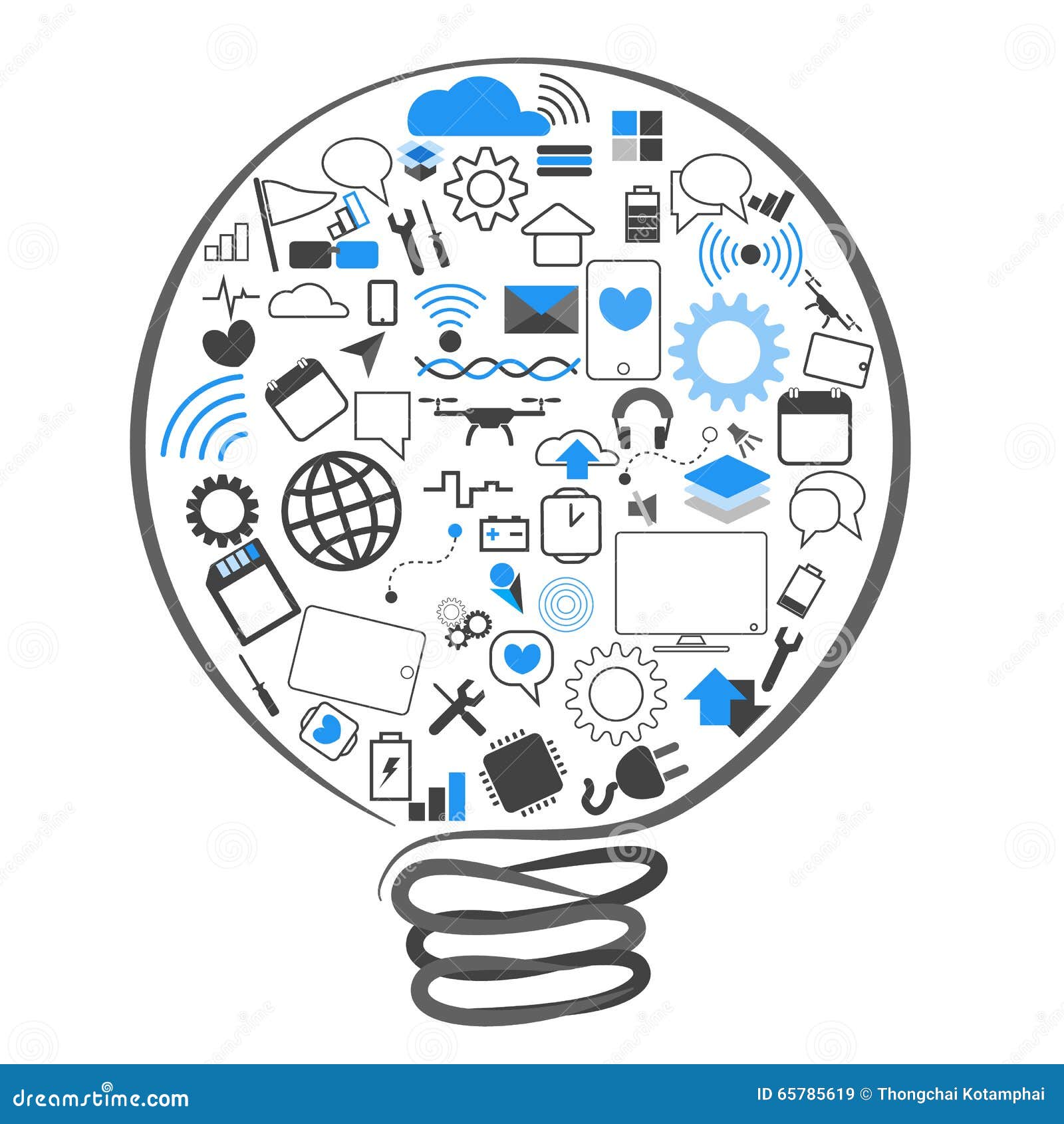 Vectors Symbol Lamp Ideas Technology Stock Illustration - Illustration ...