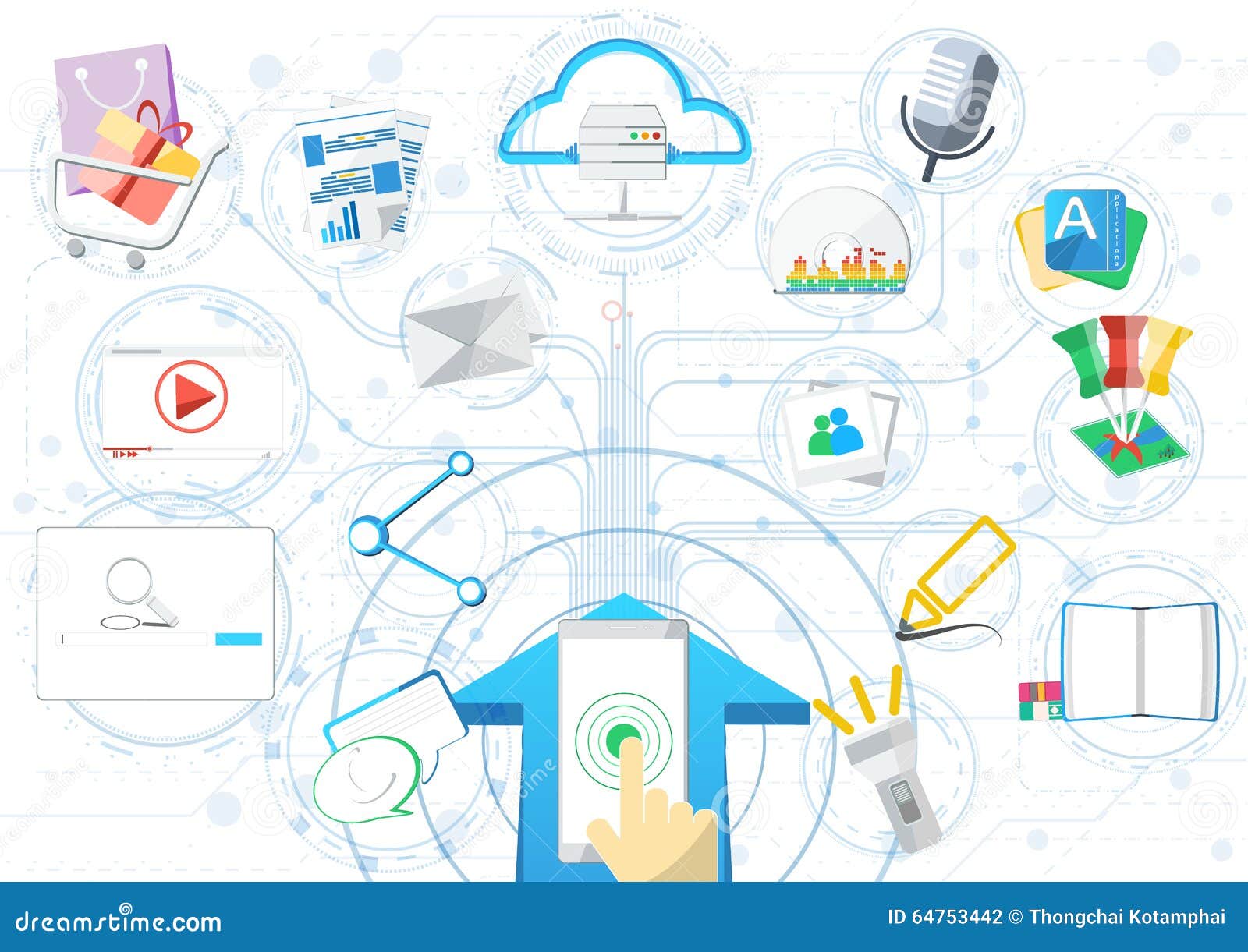 Vectors Tech Mobile Connection Stock Illustration - Illustration of ...