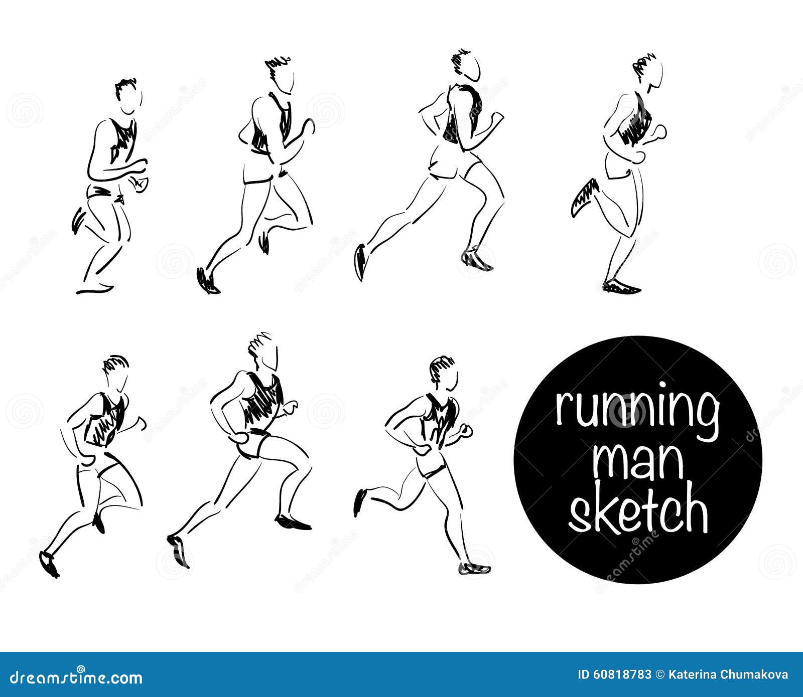 Vectorschets Van De Lopende Mens Vector Illustratie - Illustration of ...