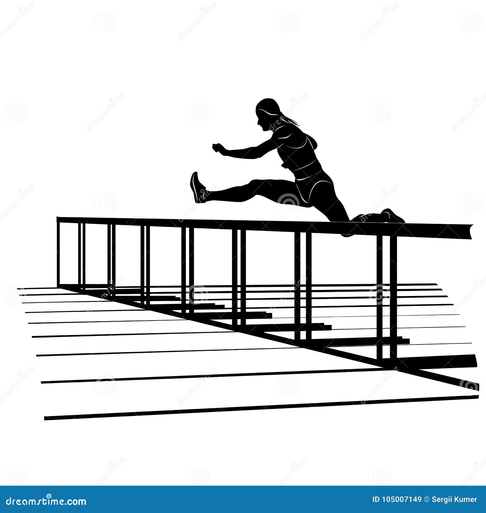 Vectorsilhouet Van Meisje Het Springen Over Hindernis Vector ...