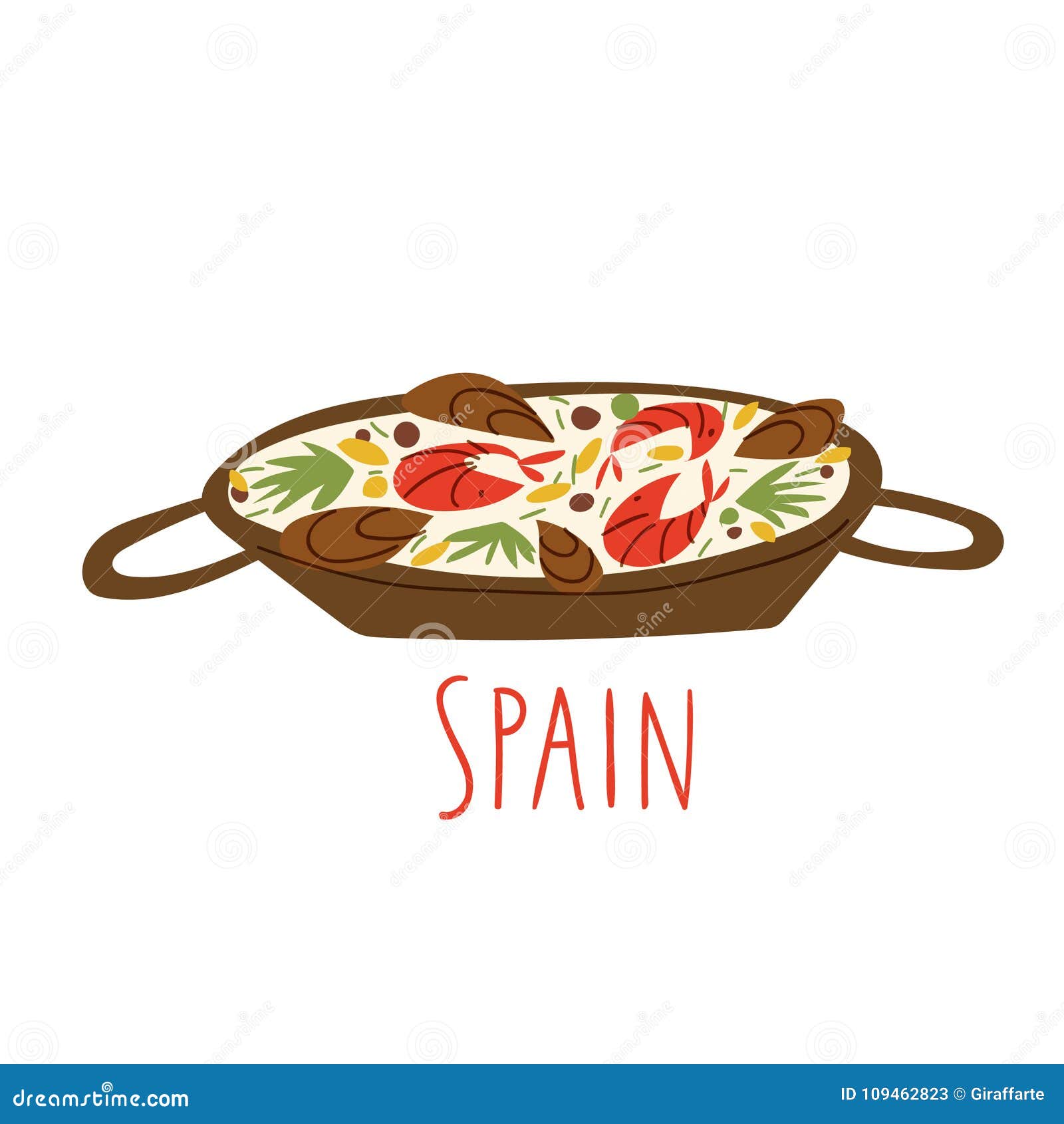 Vectorsymbolen Van Spaans Voedsel Paella Vector Illustratie ...