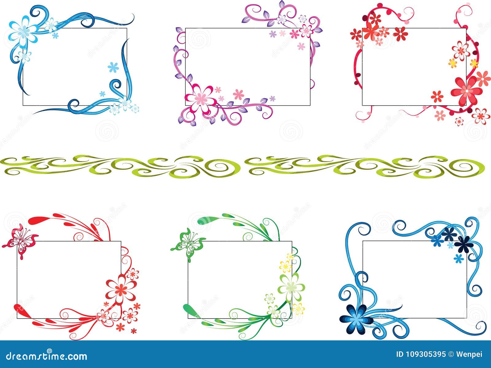 Vectort Beautiful Card Border Set Editorial Image - Illustration of ...