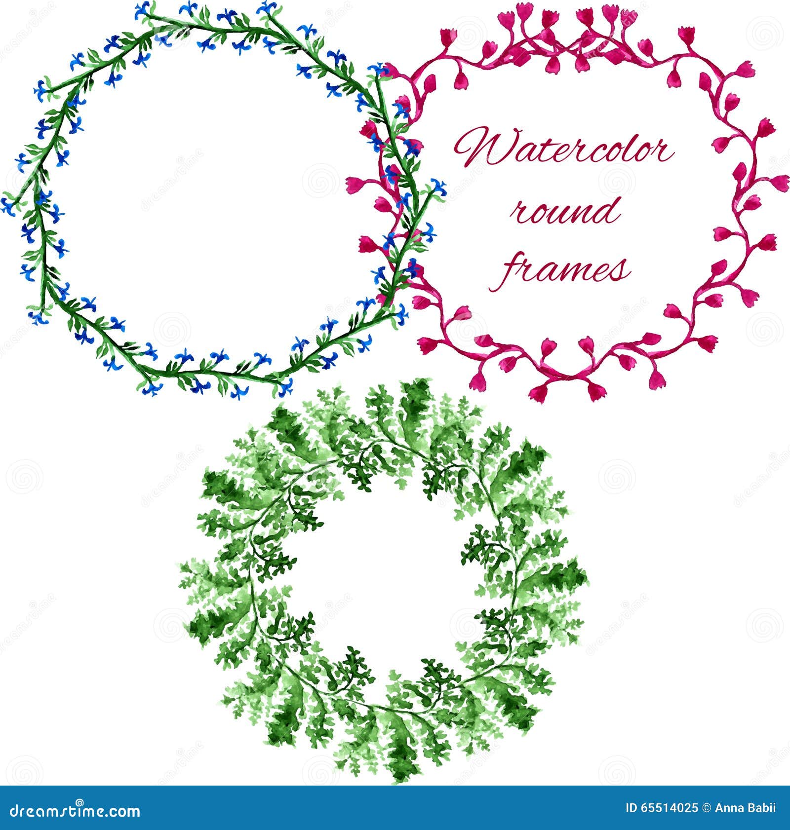 Vectorwaterverf Bloemen Ronde Kaders Vector Illustratie - Illustration ...