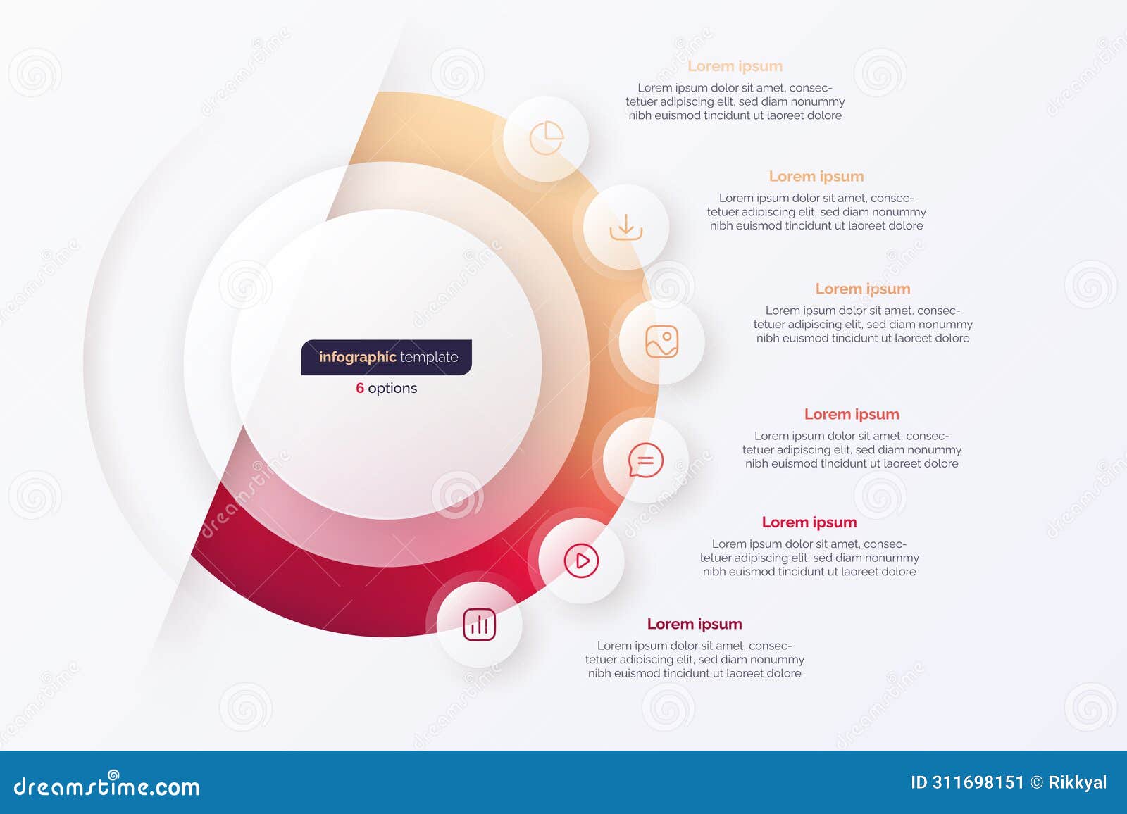 Vectro Gradient Six Option Cycle Infographic Chart Stock Vector ...