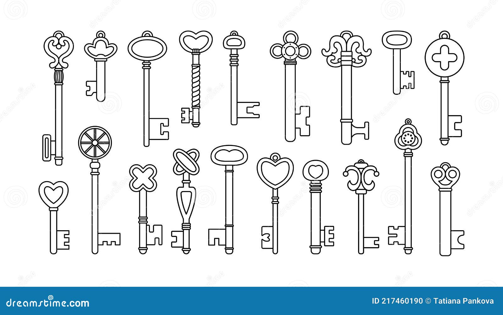 Retro Keys Symbols Big Collection. Abstract Vector Signs, Symbols Or ...