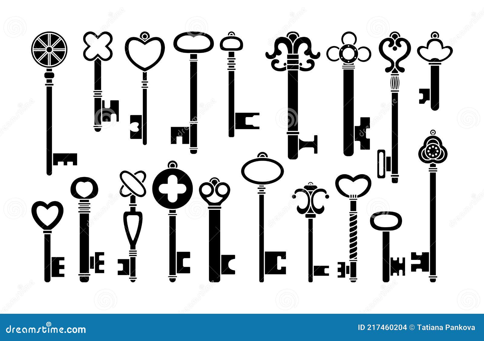 Retro Keys Symbols Big Collection. Abstract Vector Signs, Symbols Or ...