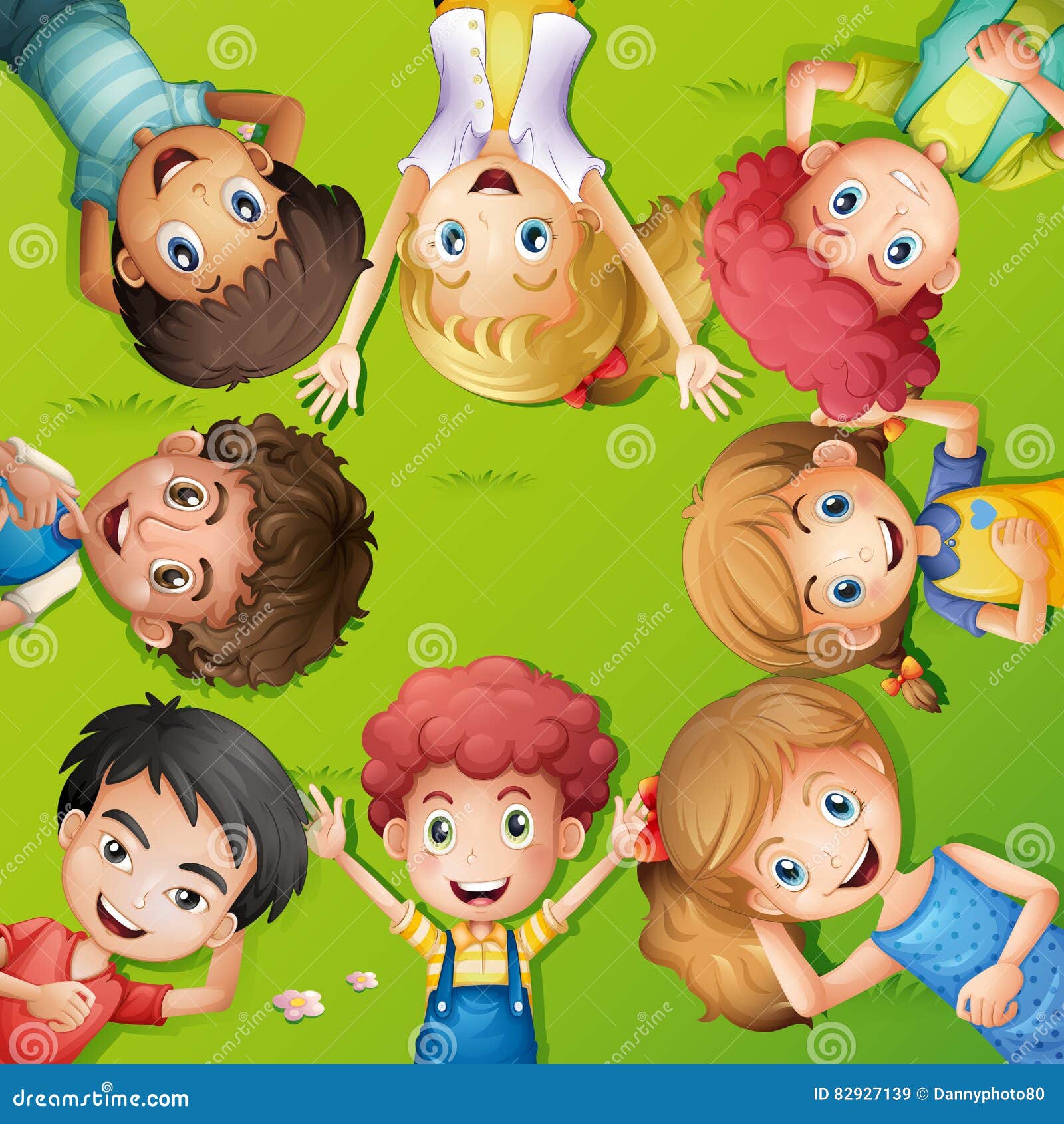 Veel Die Kinderen Op Gras Liggen Vector Illustratie - Illustration of ...