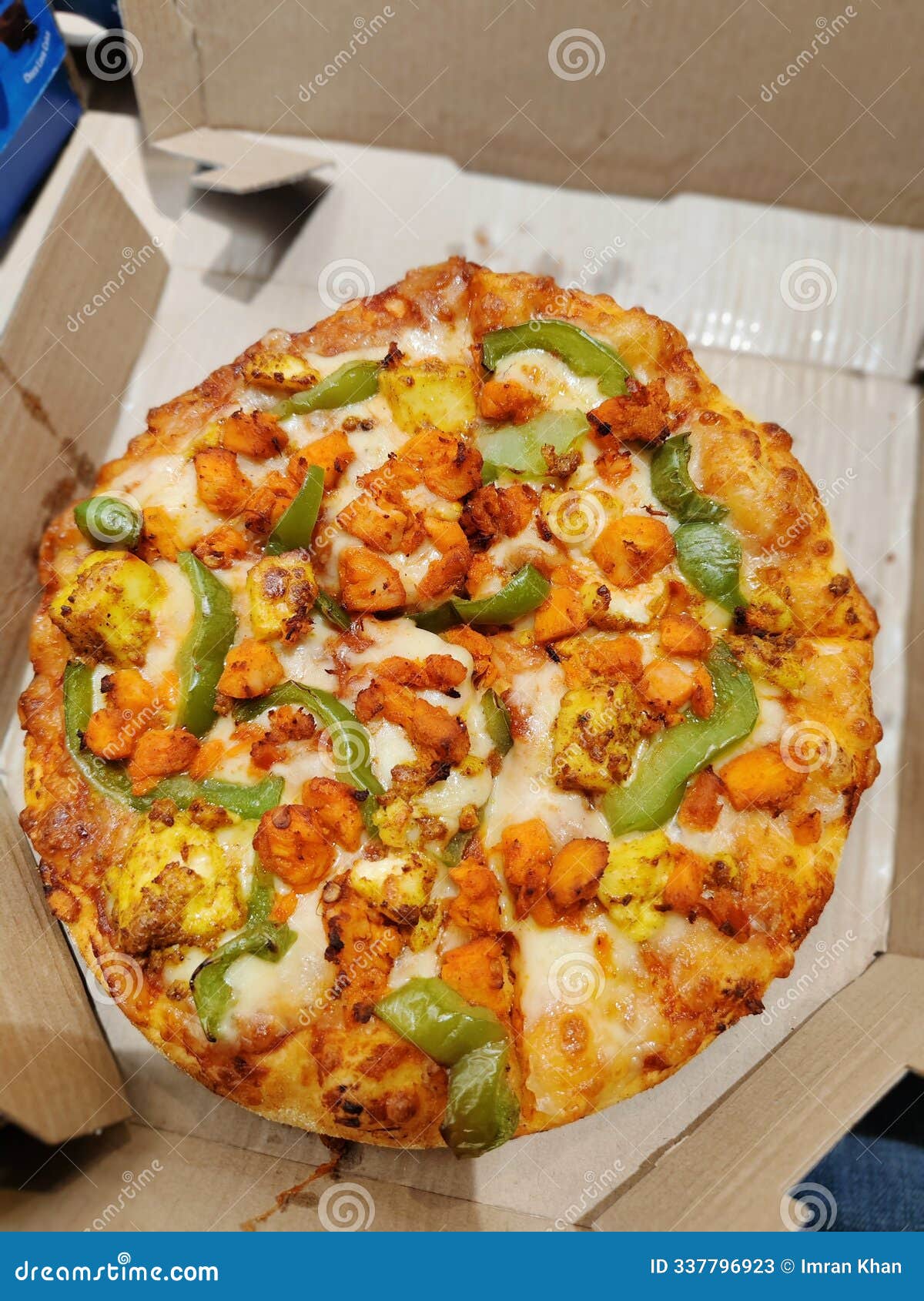 Pizza Picture With A Glass Of Sparkling Water. Blurred Background ...