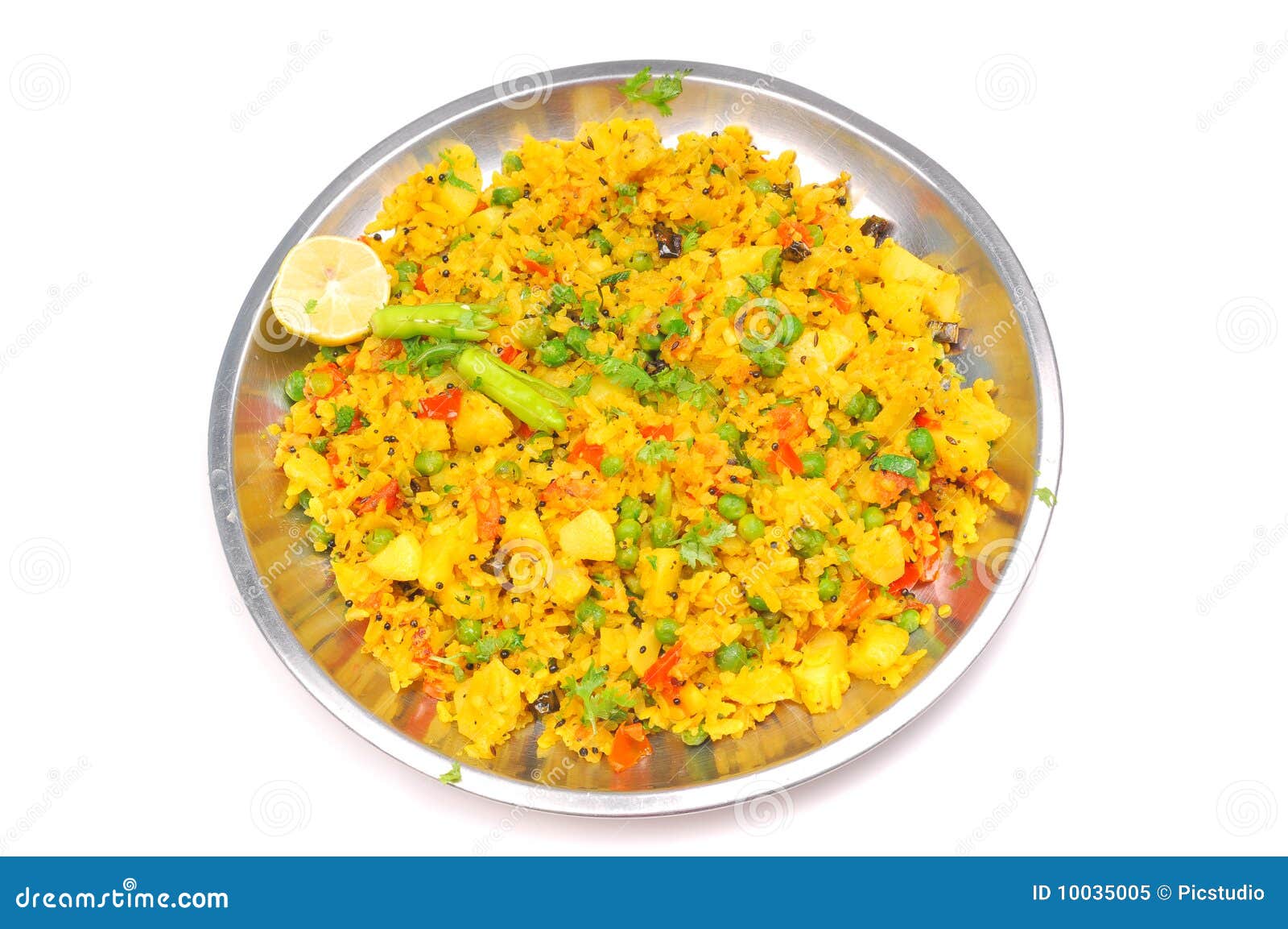 Veg gujarati poha dish stock image. Image of health, peas - 10035005