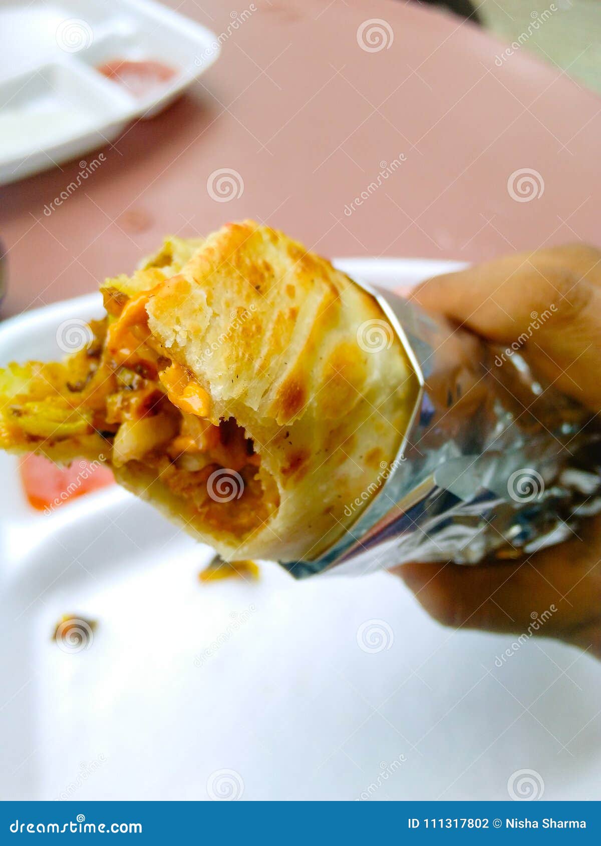 Veg kathi roll stock photo. Image of food, holding, india - 111317802