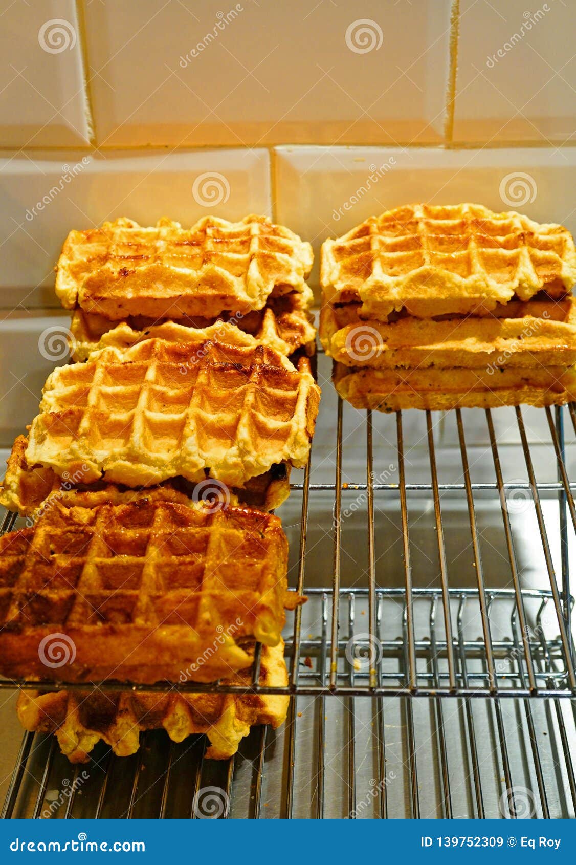 Vegan Belgian Waffles on a Tray in a Bakery Stock Image - Image of ...