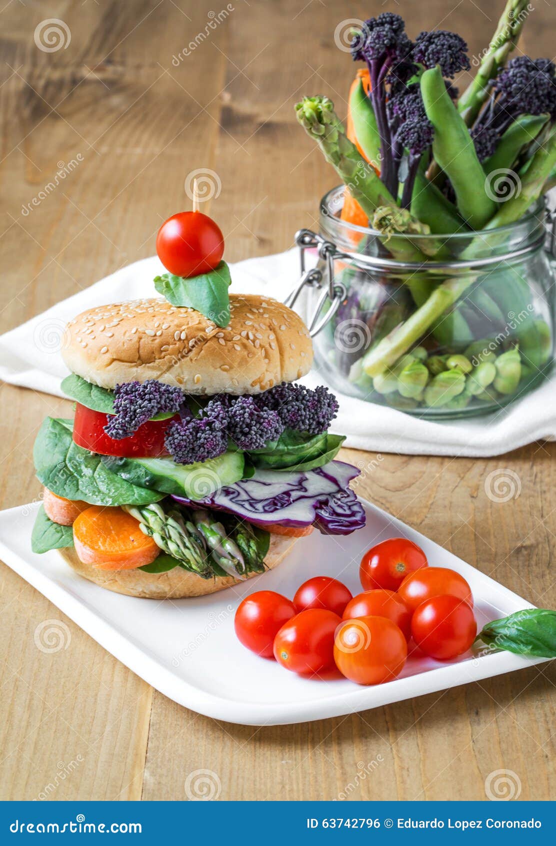 Vegan Burger with Fresh Vegetables Stock Photo - Image of organic ...