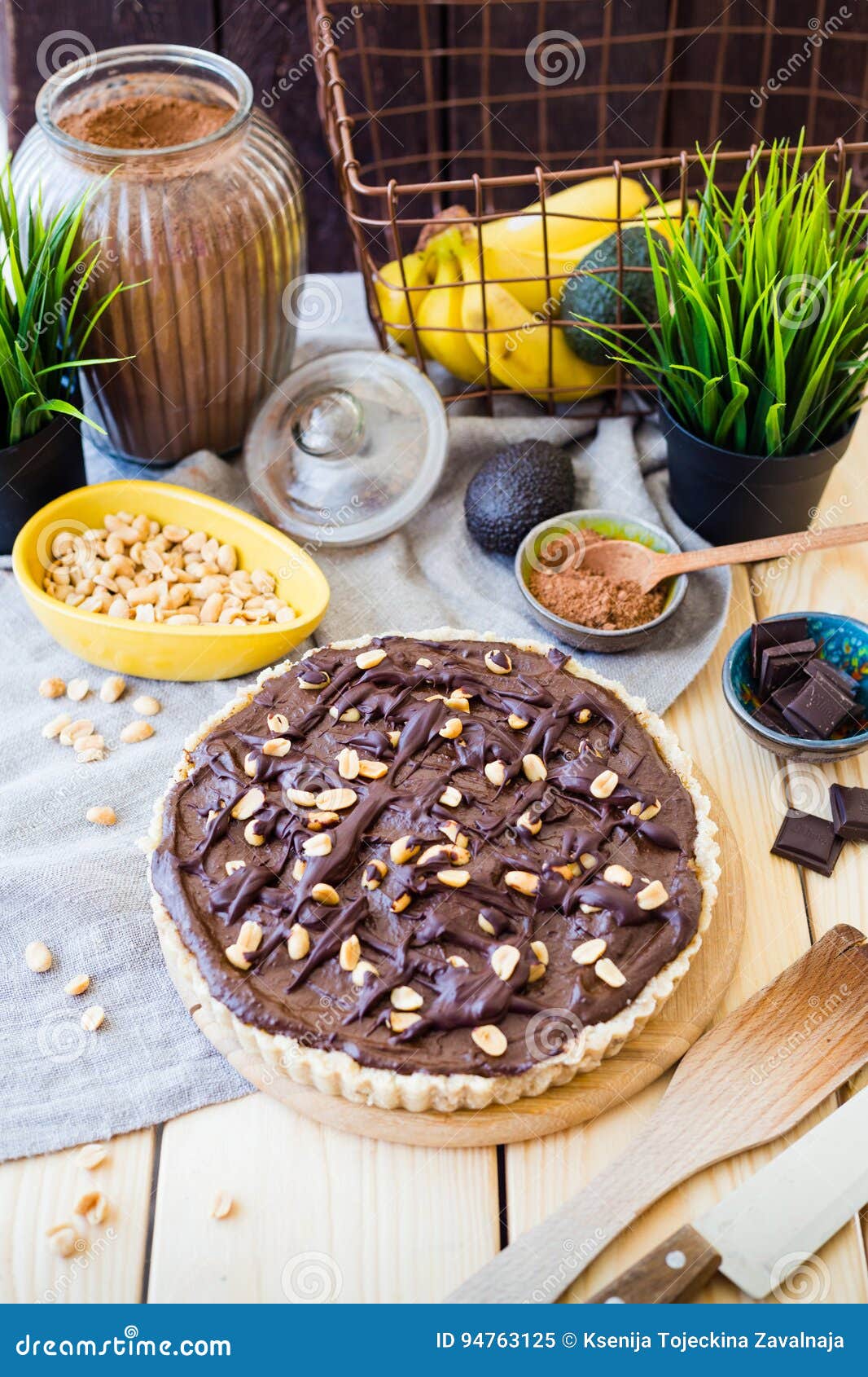 Vegan Chocolate Tart, Vertical View Stock Image - Image of cacao ...
