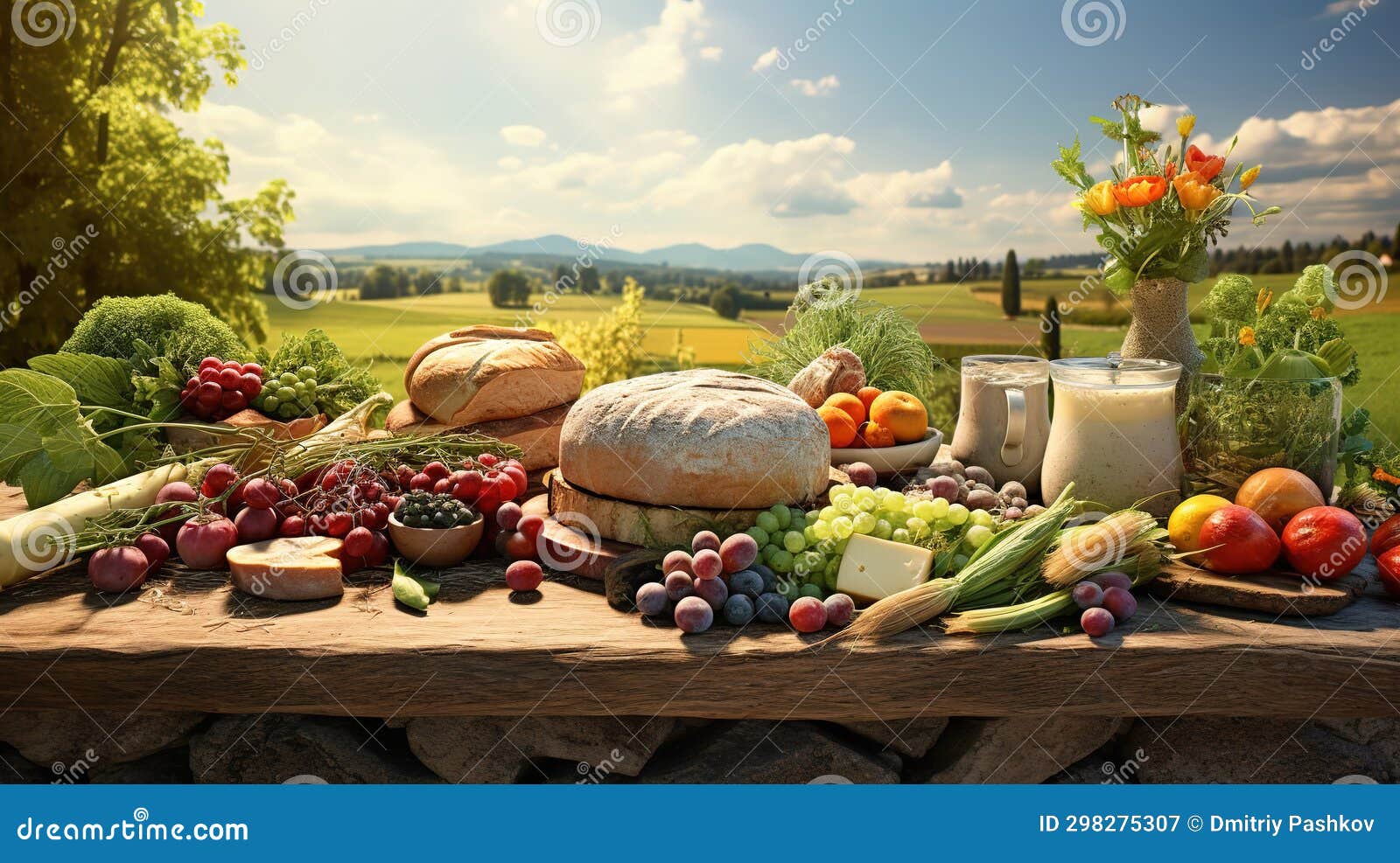 Vegan Foods on a Large Rustic Table. Stock Image - Image of organic ...