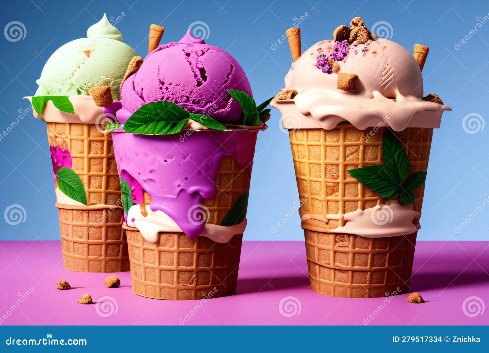 A Scoop Of Vegan Ice Cream In A Waffle Cup Delicious Combination Of