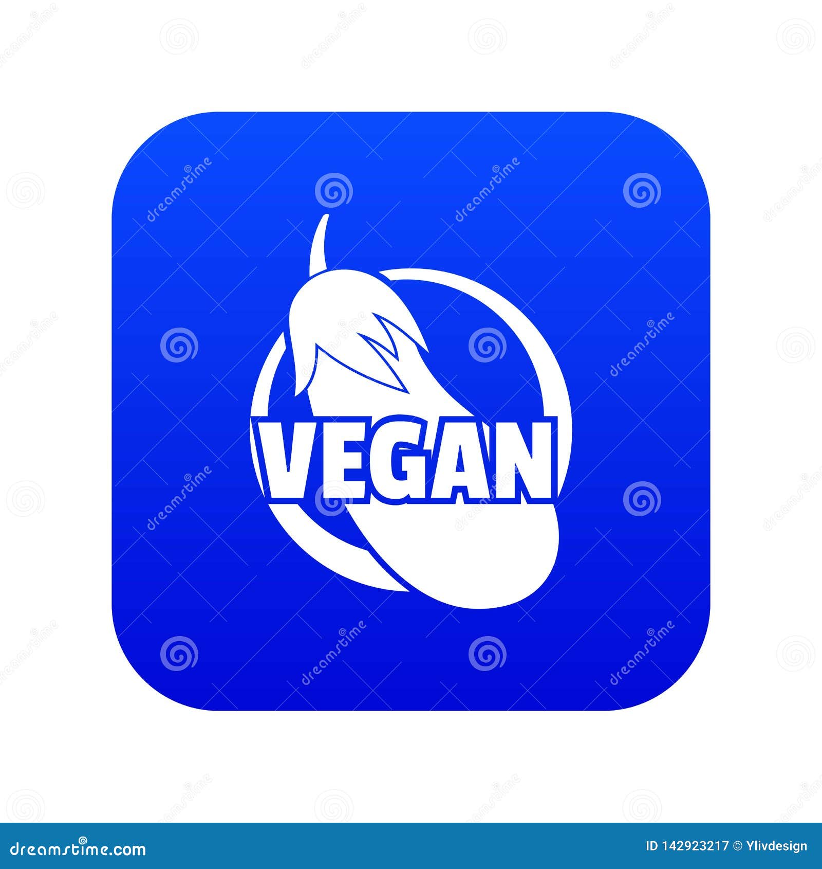 Vegan icon blue vector stock vector. Illustration of leaf - 142923217