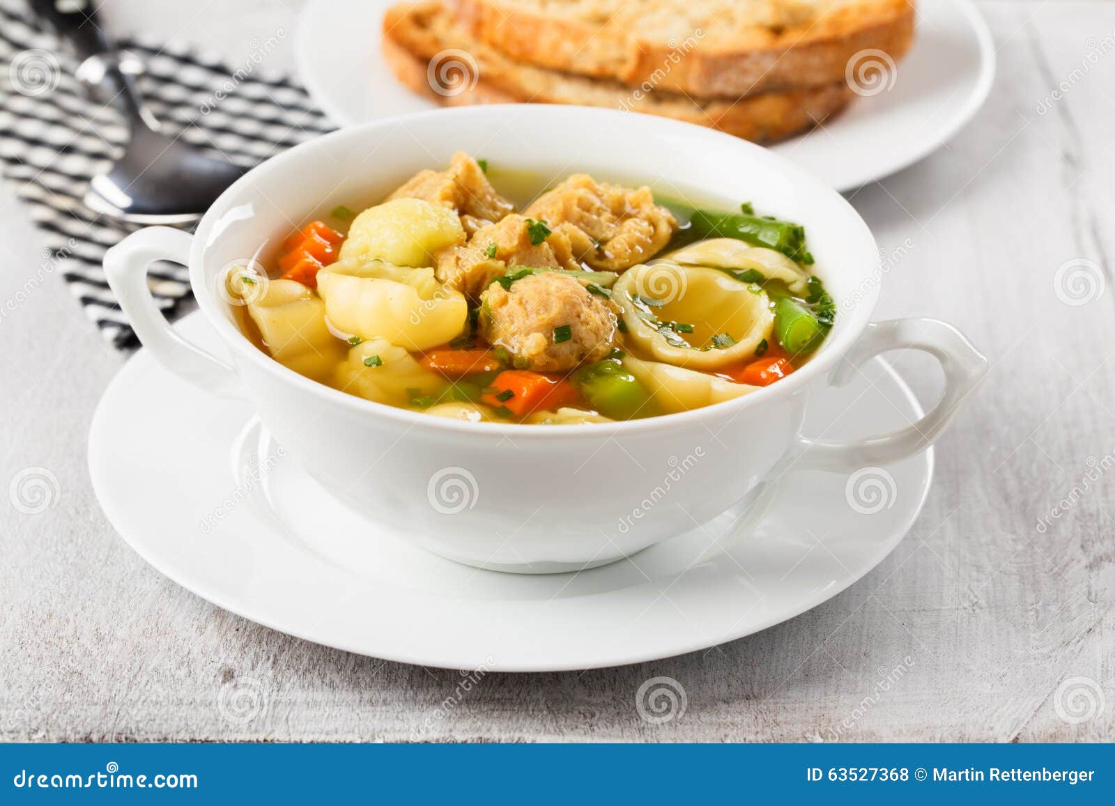 Vegan Noodle Soup with Soy Chunks Stock Photo - Image of bouillon ...