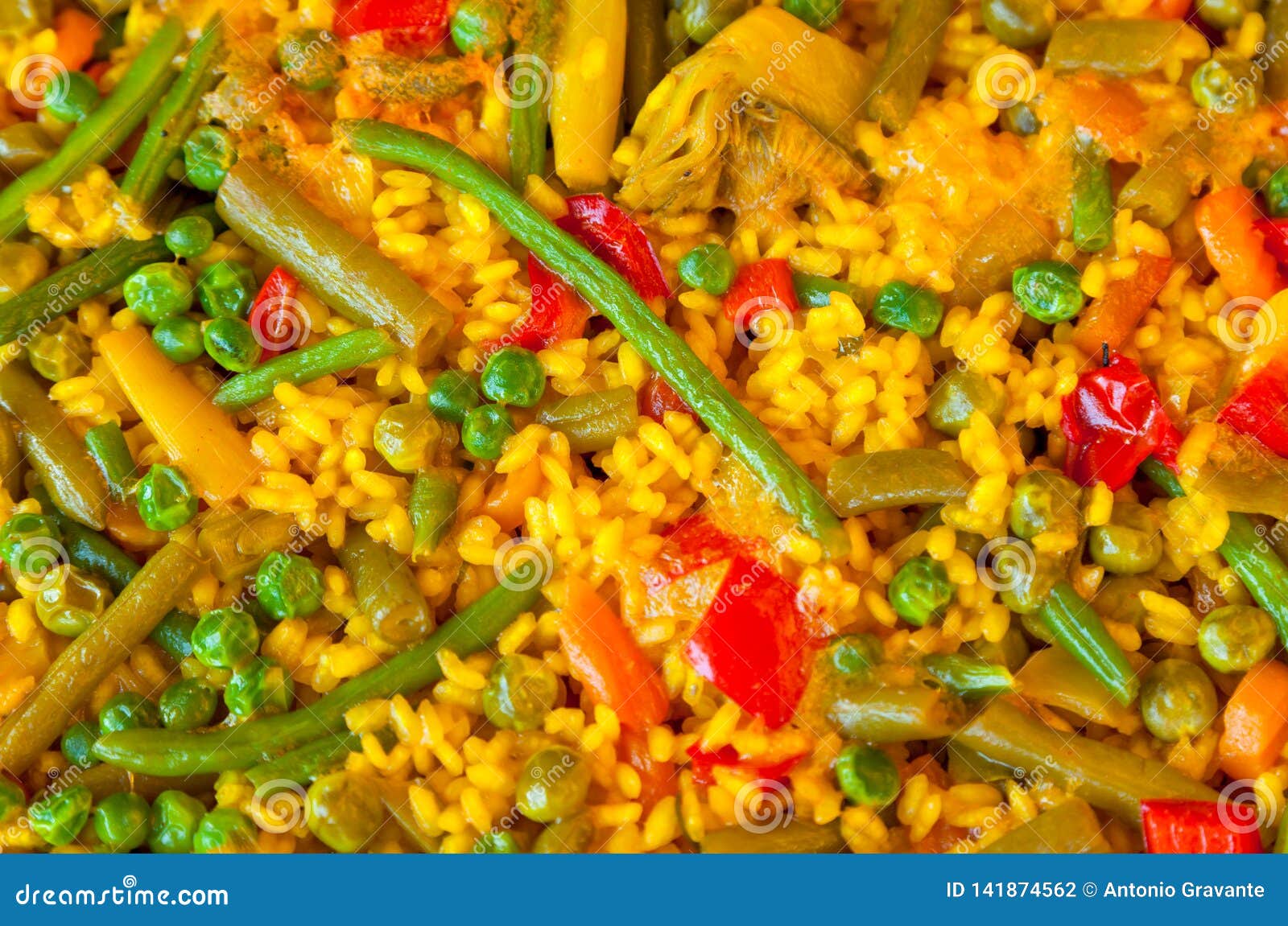 Vegan Paella with Rice and Some Vegetables Stock Photo - Image of ...