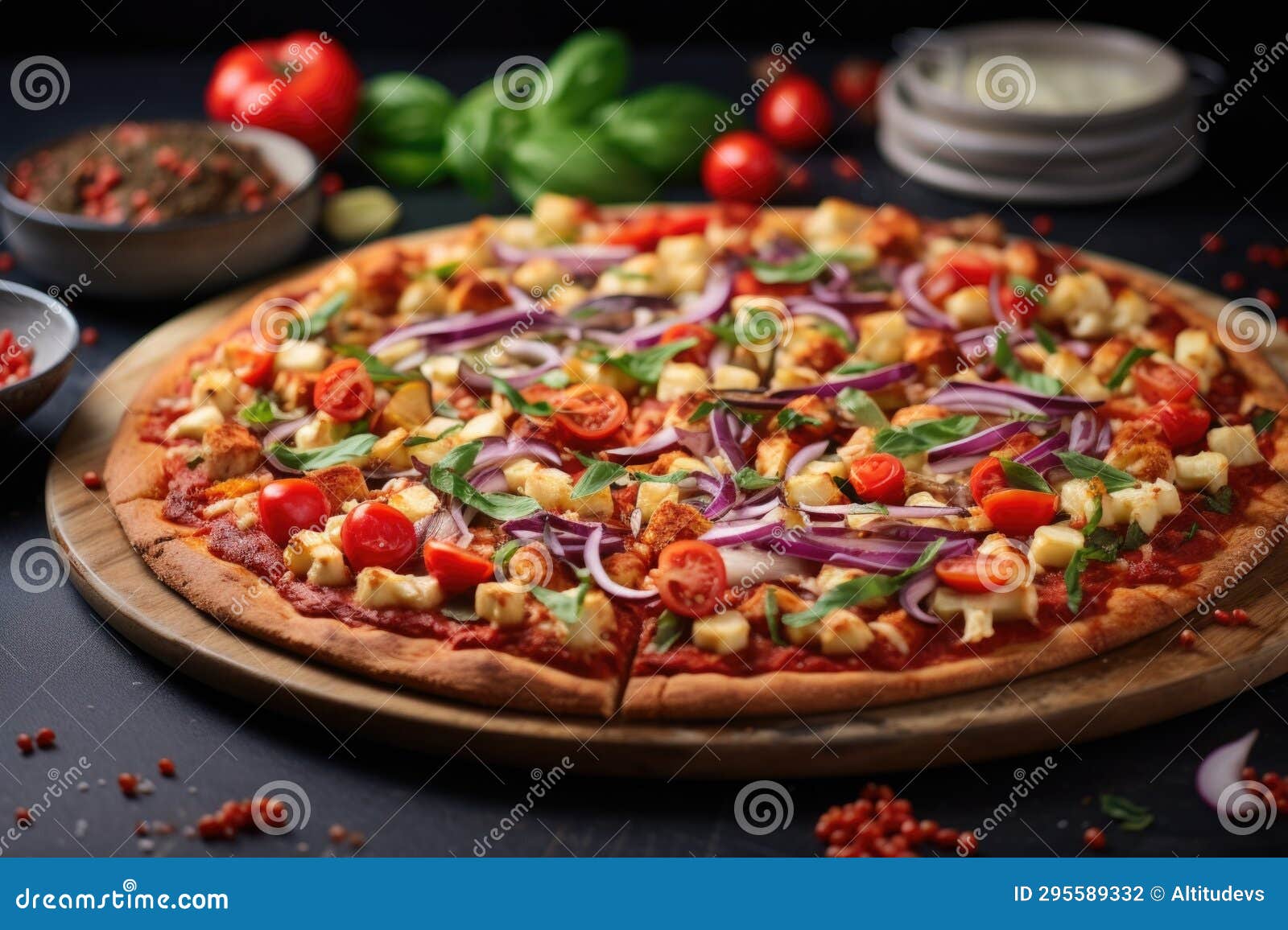 Vegan Pizza with Vegetable Toppings Stock Photo - Image of vegetarian ...