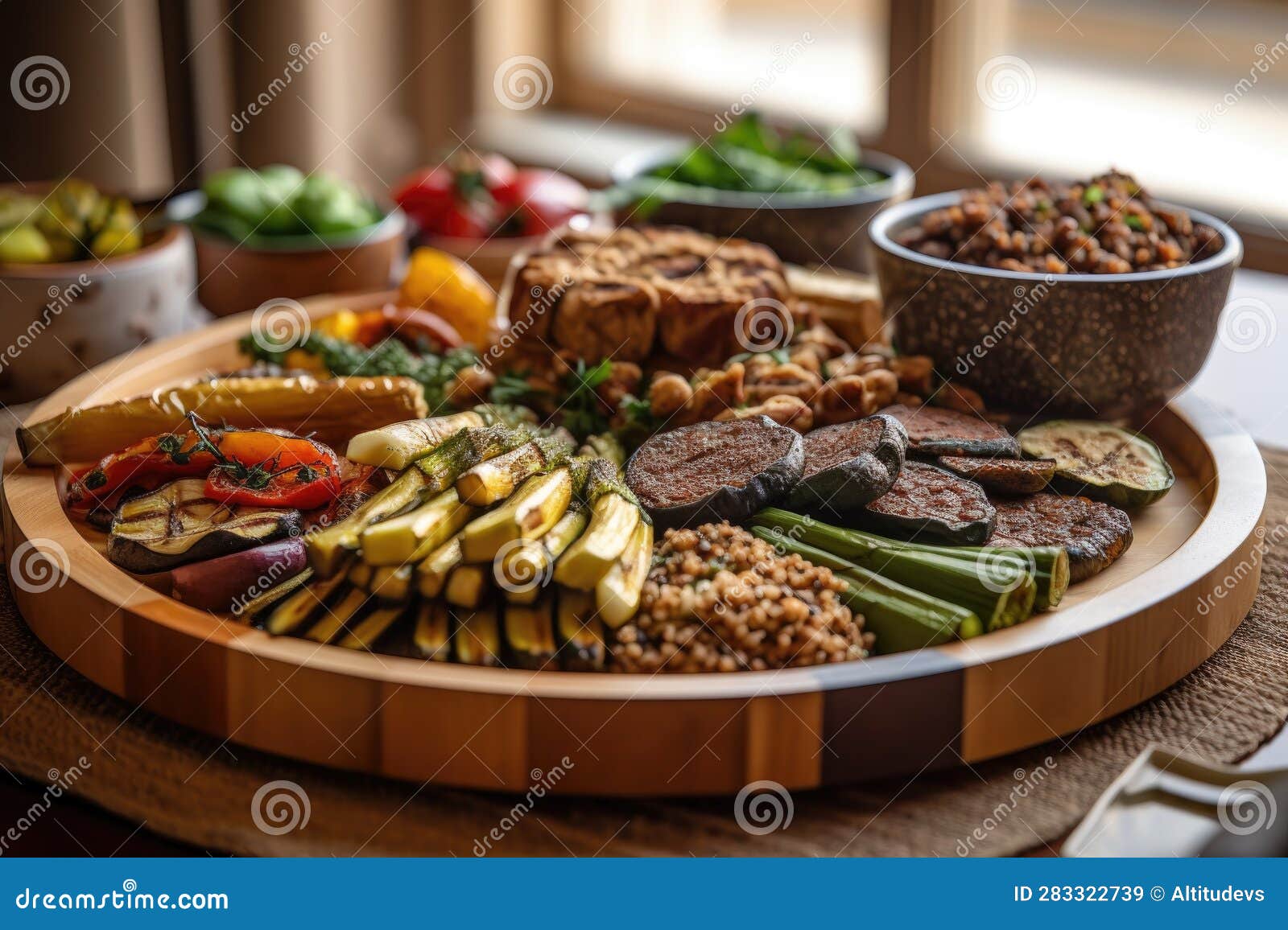 Vegan Platter with Grilled Vegetables and Quinoa Stock Image - Image of ...