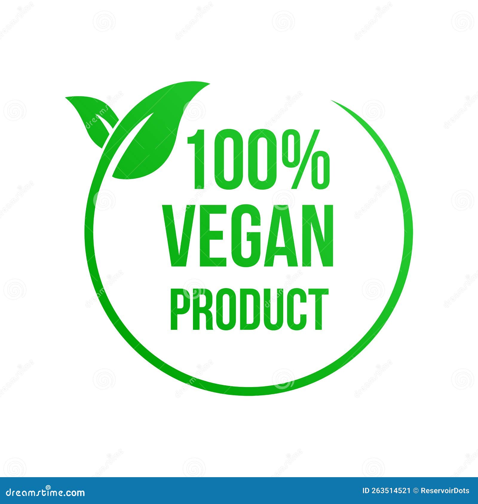 100 Vegan Product, Green Leaf Label Stock Vector - Illustration of ...