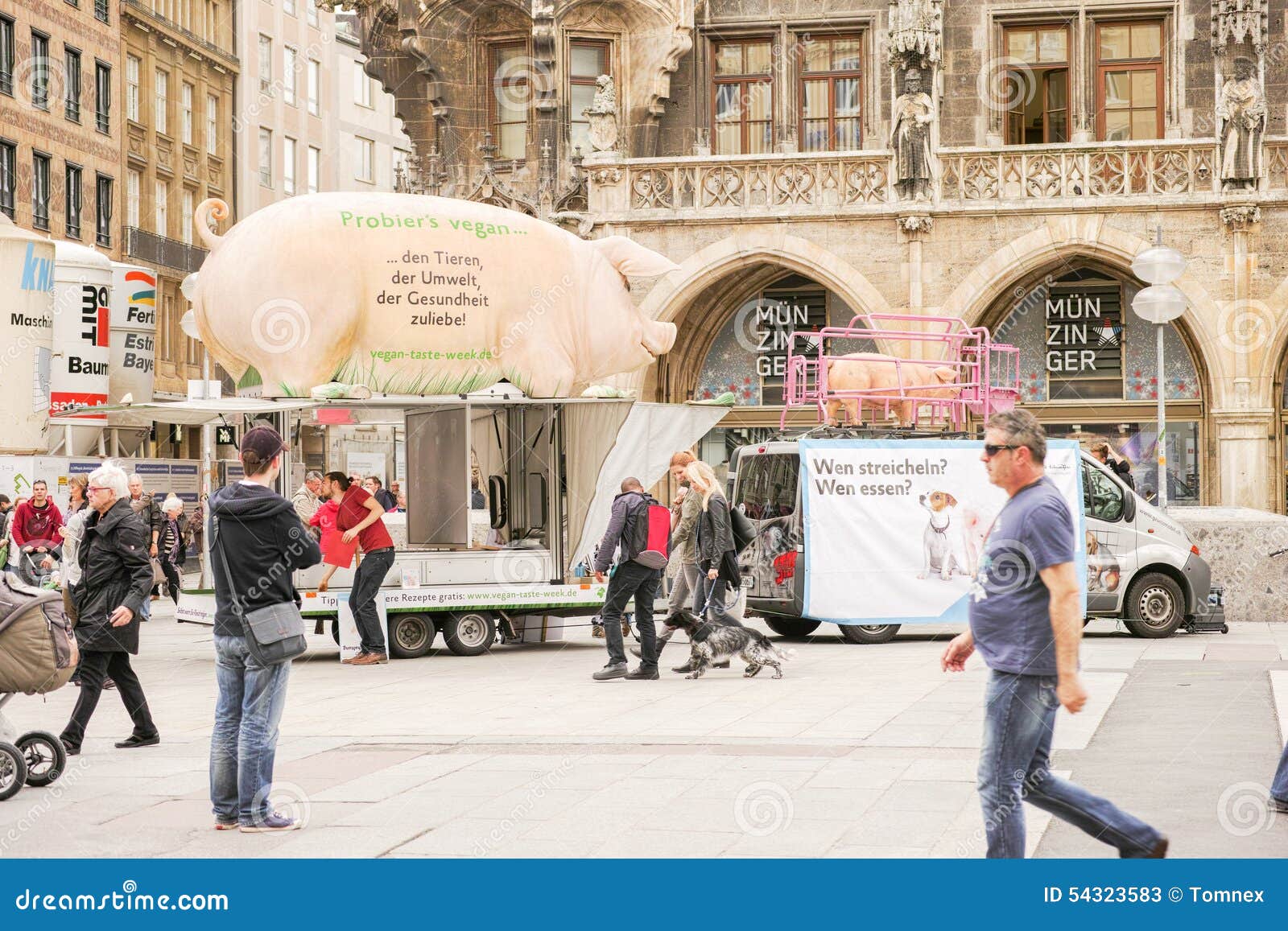 Vegan protest Marienplatz editorial stock photo. Image of protesting ...