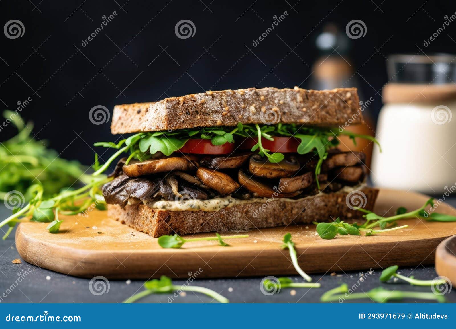 A Vegan Sandwich with a Mushroom Cap for Bread Stock Image - Image of ...