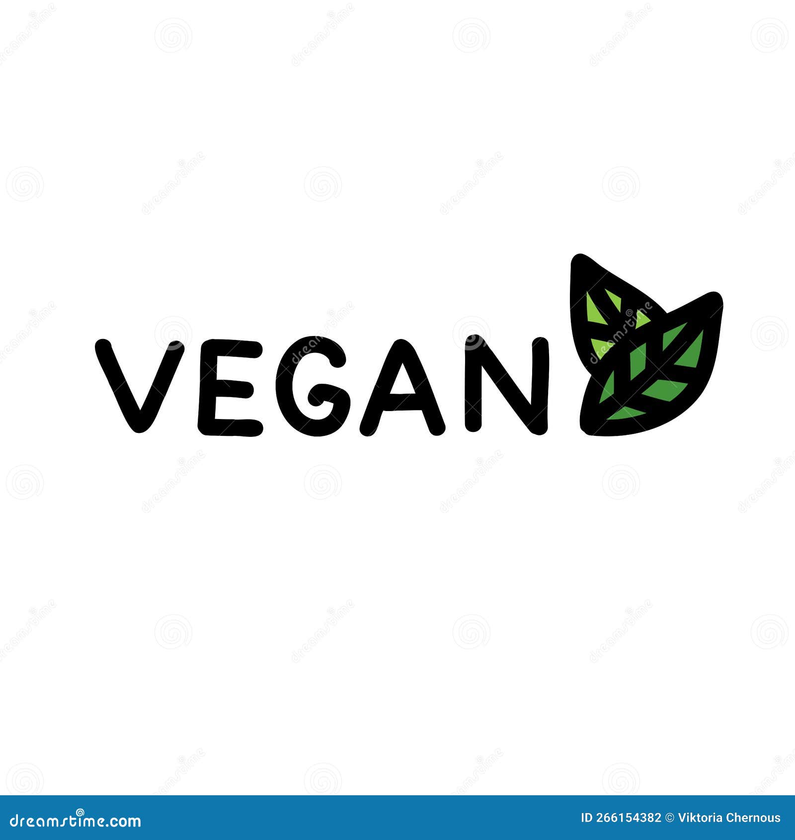 Vegan Sign Doodle Icon, Vector Color Line Illustration Stock Vector ...