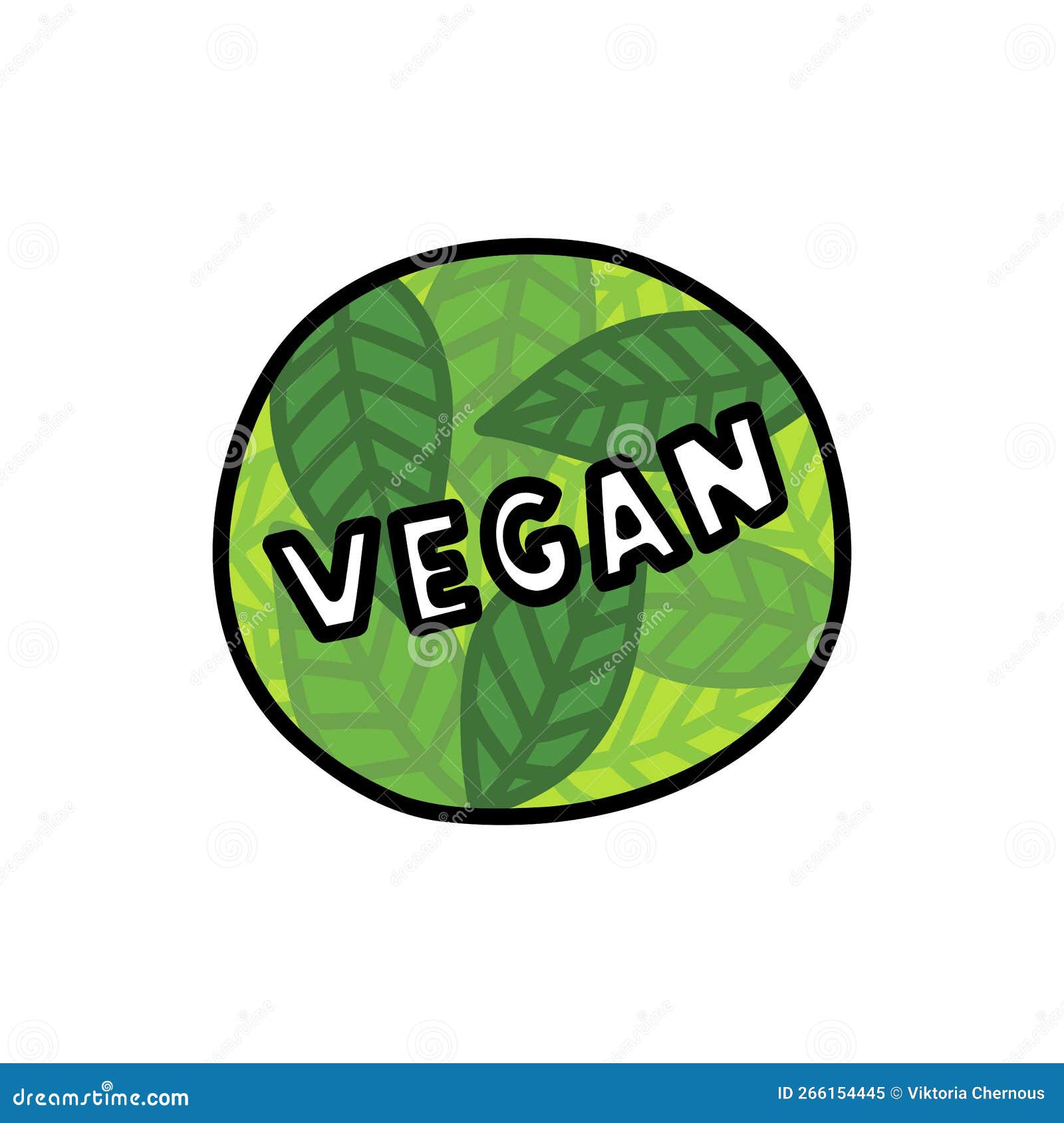 Vegan Sticker Doodle Icon, Vector Color Line Illustration Stock Vector ...
