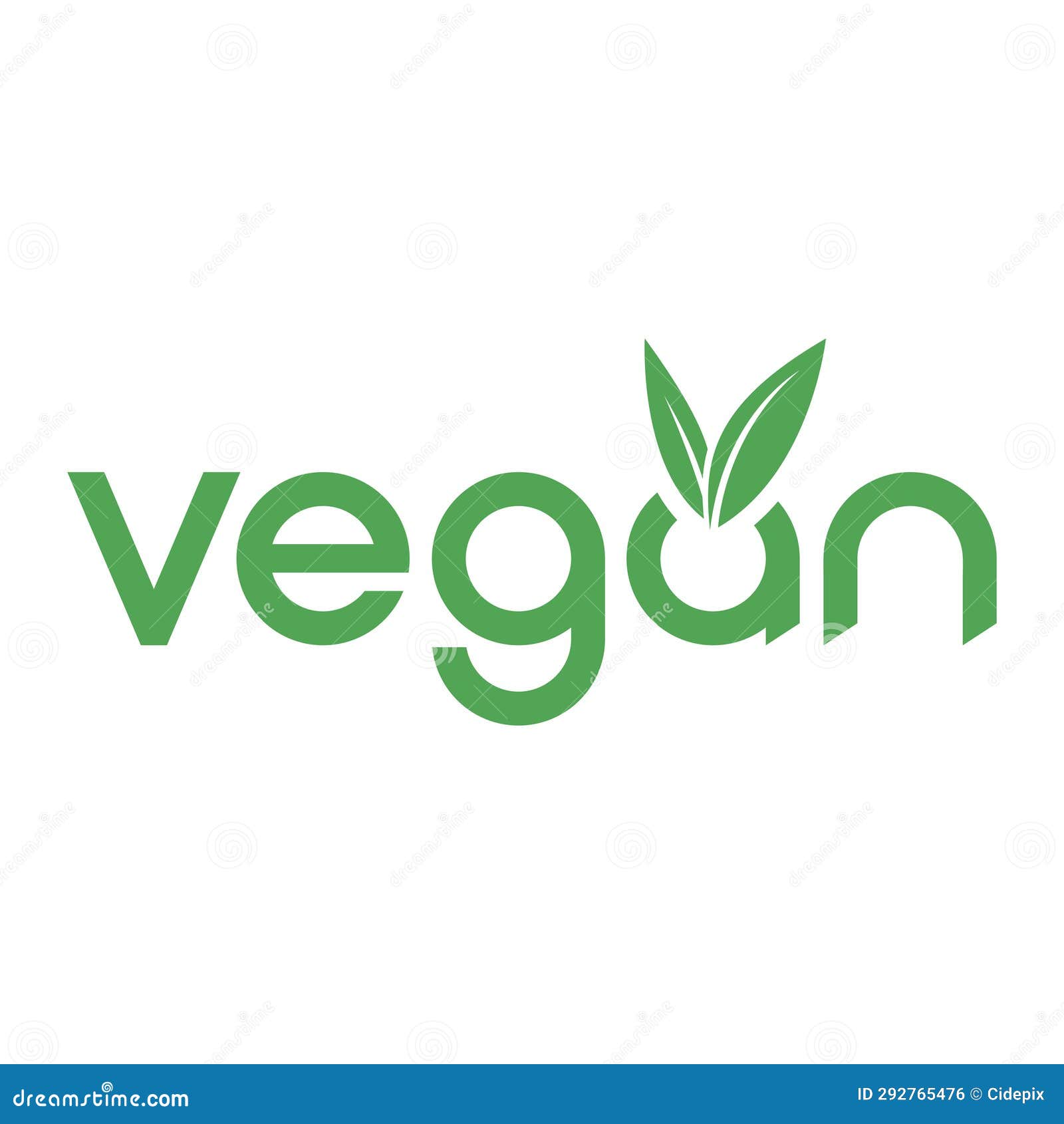 Vegan Text Logo with Green V Shaped Leaves Stock Vector - Illustration ...
