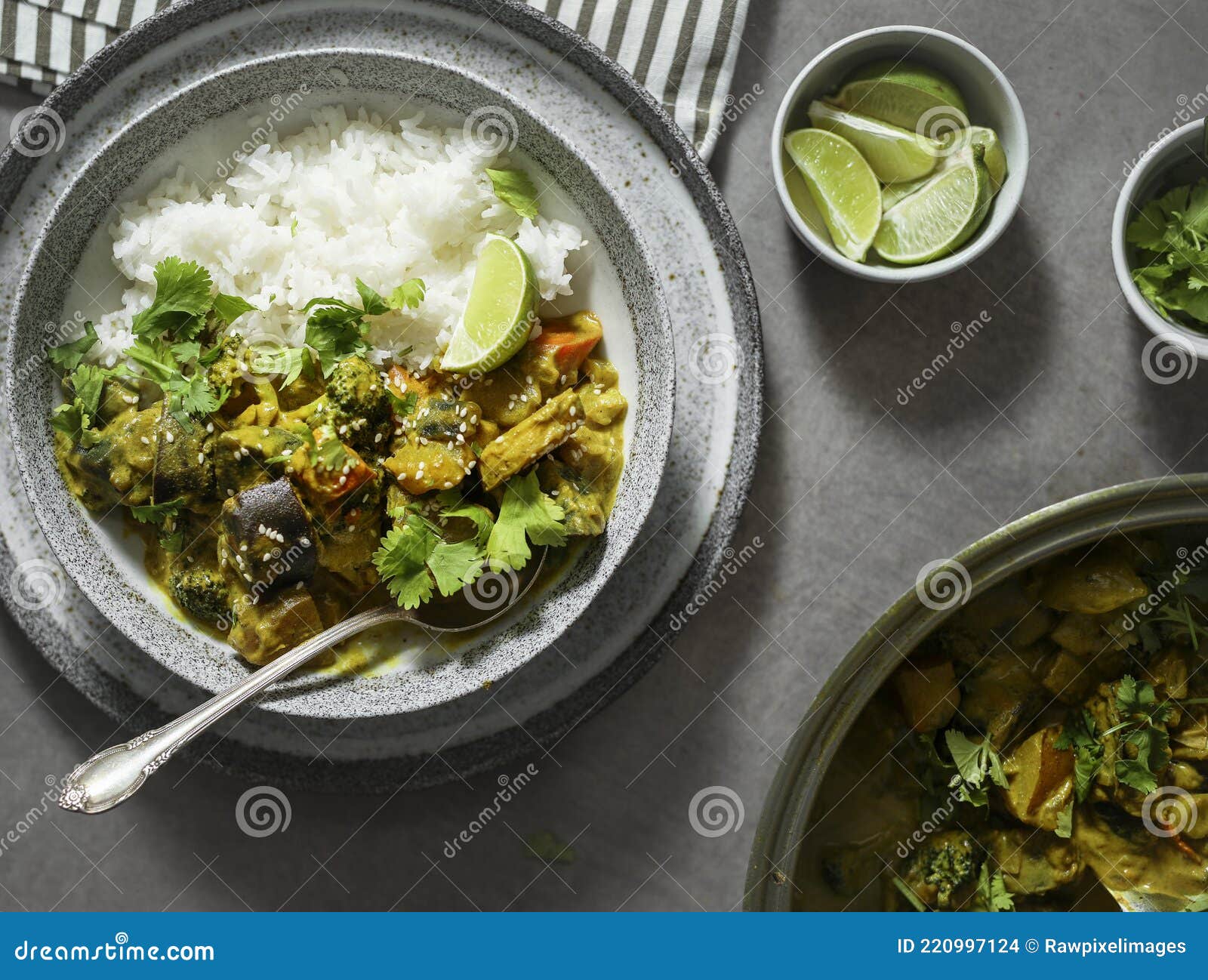 Vegan Vegetable Curry with Rice Stock Photo - Image of cooked, gourmet ...