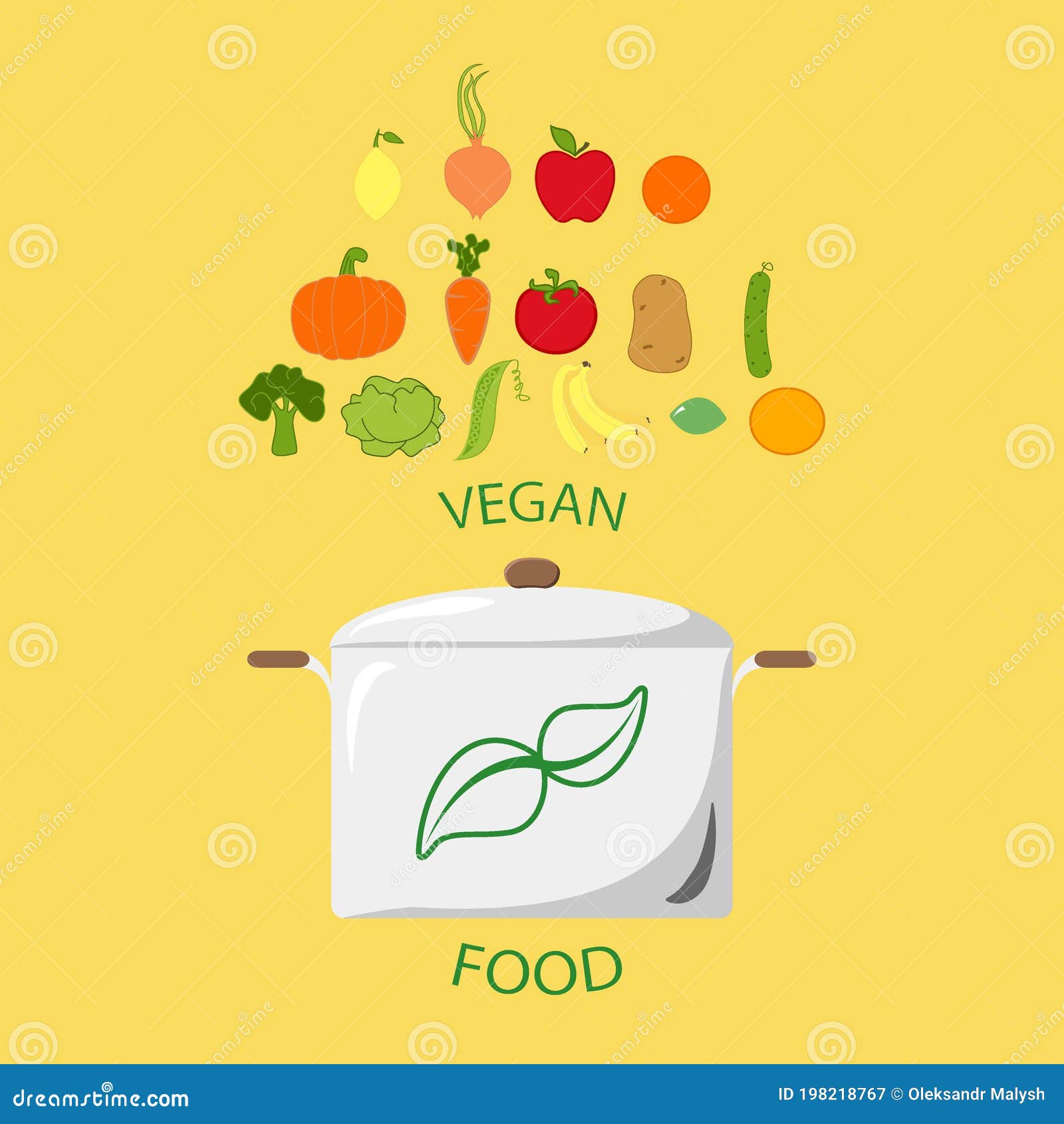 Vegan, Vegetarian Menu Icon Vegetable and Fruits Vector Design Stock ...