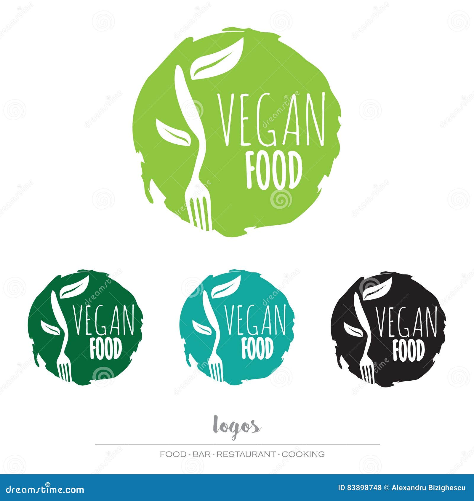Vegano, Logotipo Vegetariano De La Comida Ilustración del Vector - Ilustración de verde ...