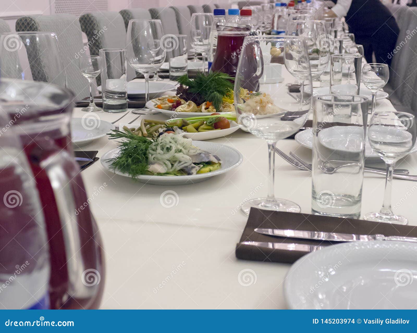 Vegetable Appetizers with Spices on a Set Table Stock Photo - Image of ...