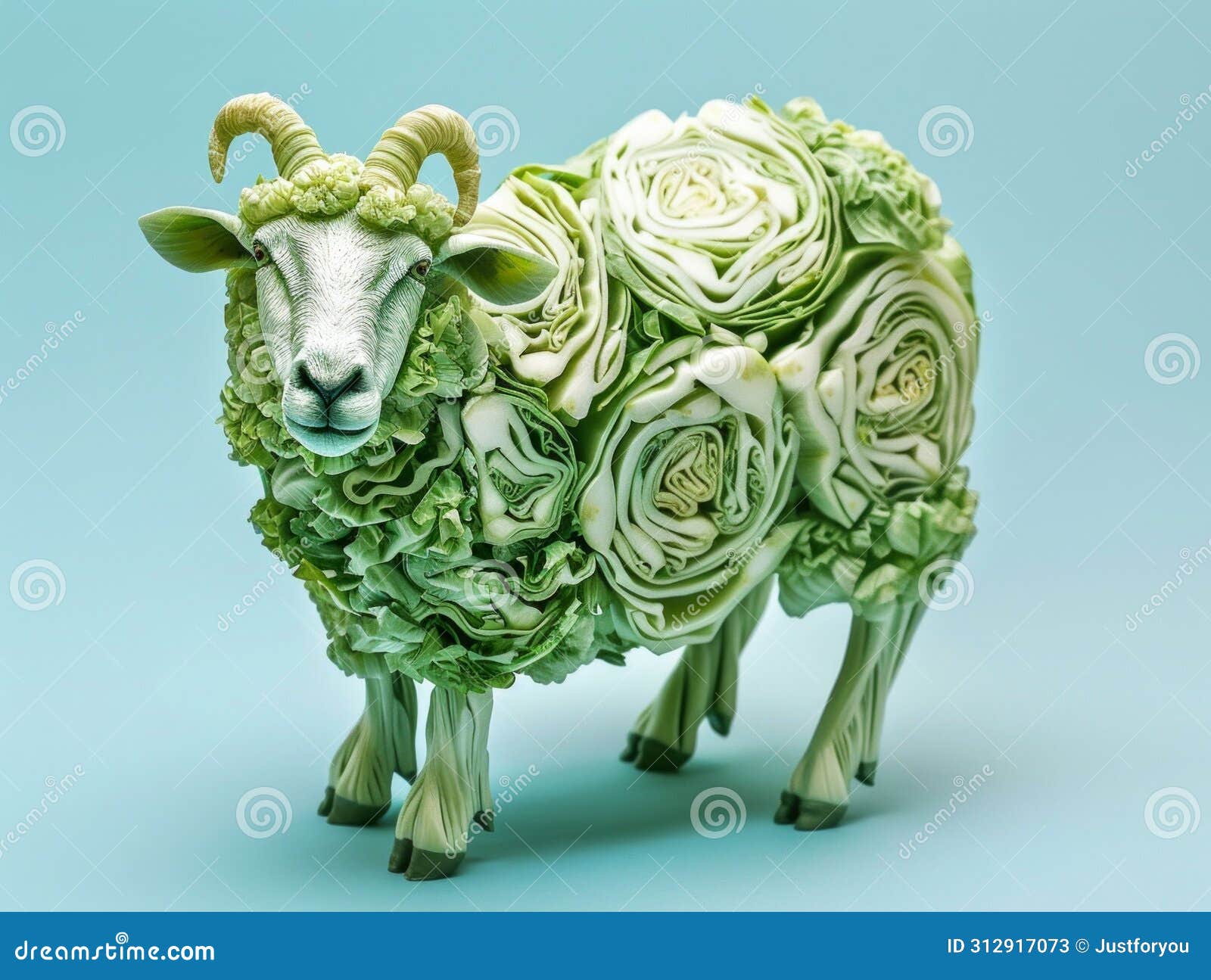 Vegetable Art Sheep Sculpture with Cabbage and Broccoli. Generative Ai ...