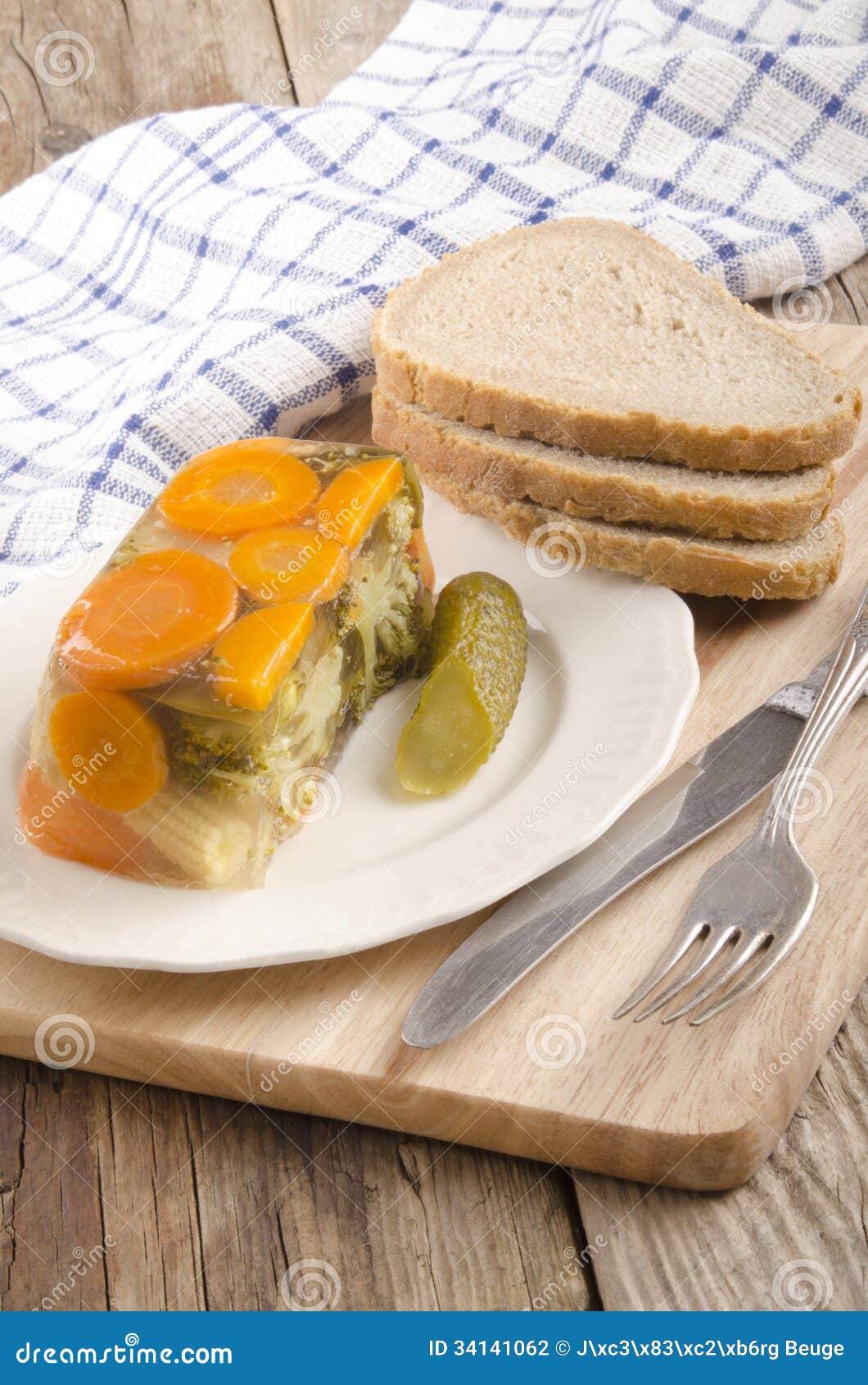 Vegetable in Aspic and Bread Stock Photo - Image of lunch, kitchen ...