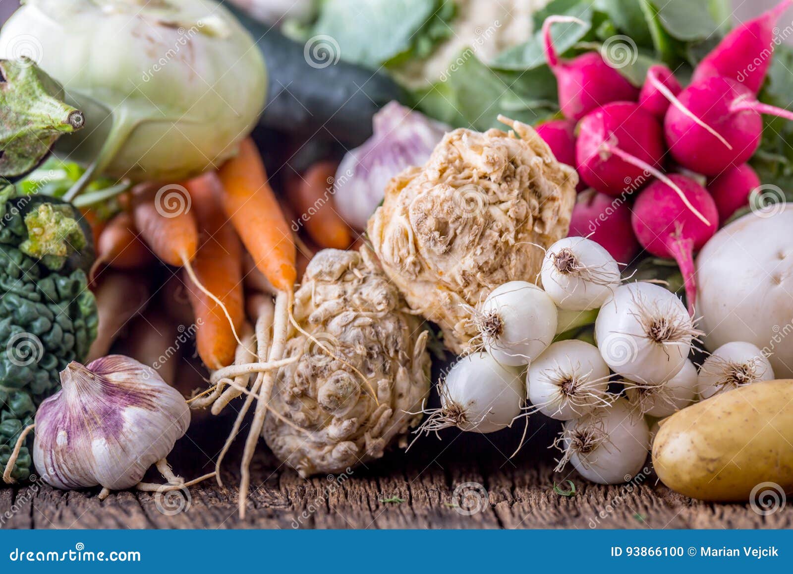 Vegetable. Assortment of Fresh Vegetable on Rustic Old Oak Table Stock ...