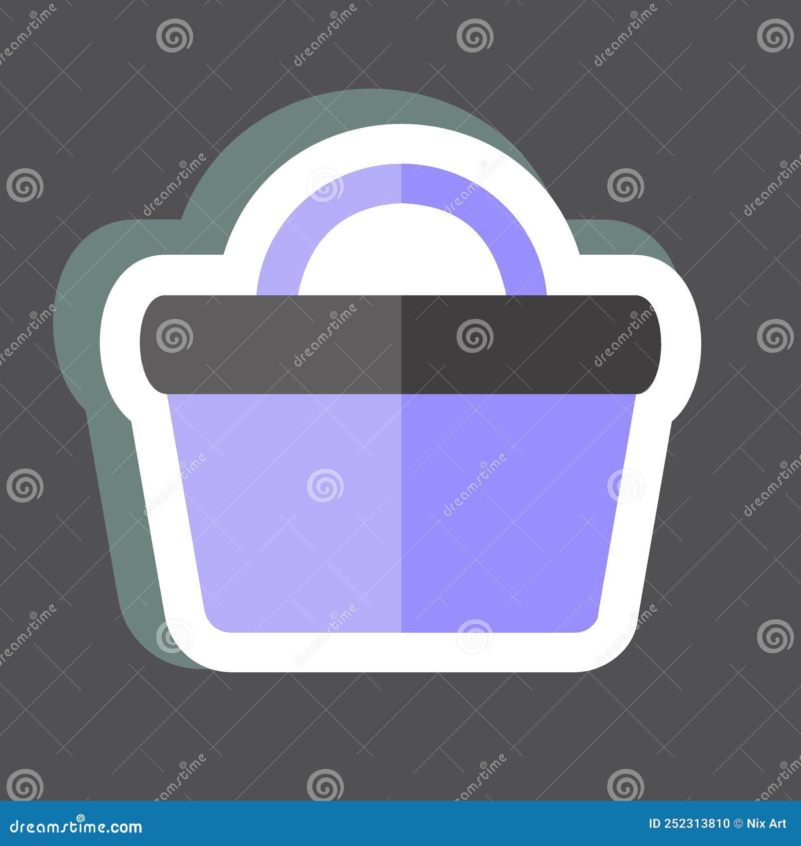 Vegetable Basket Sticker in Trendy Isolated on Black Background Stock ...