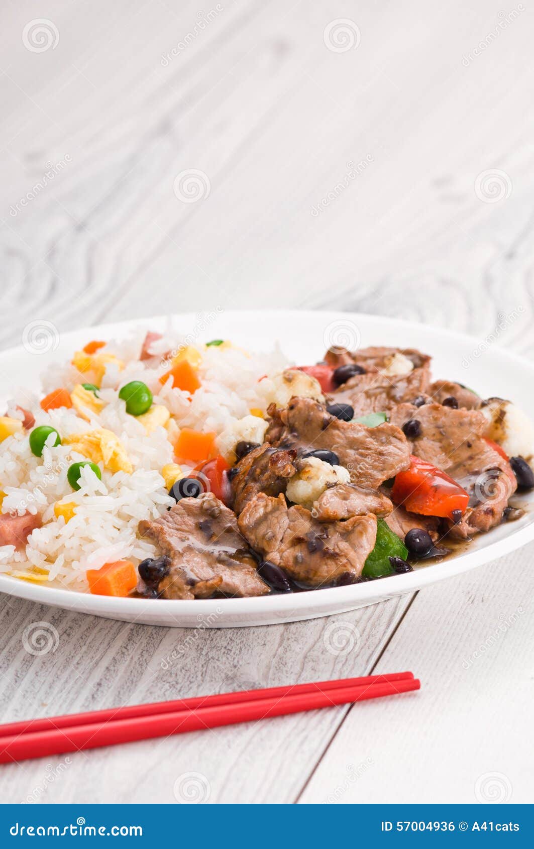 Vegetable beef fried rice stock photo. Image of chopsticks - 57004936