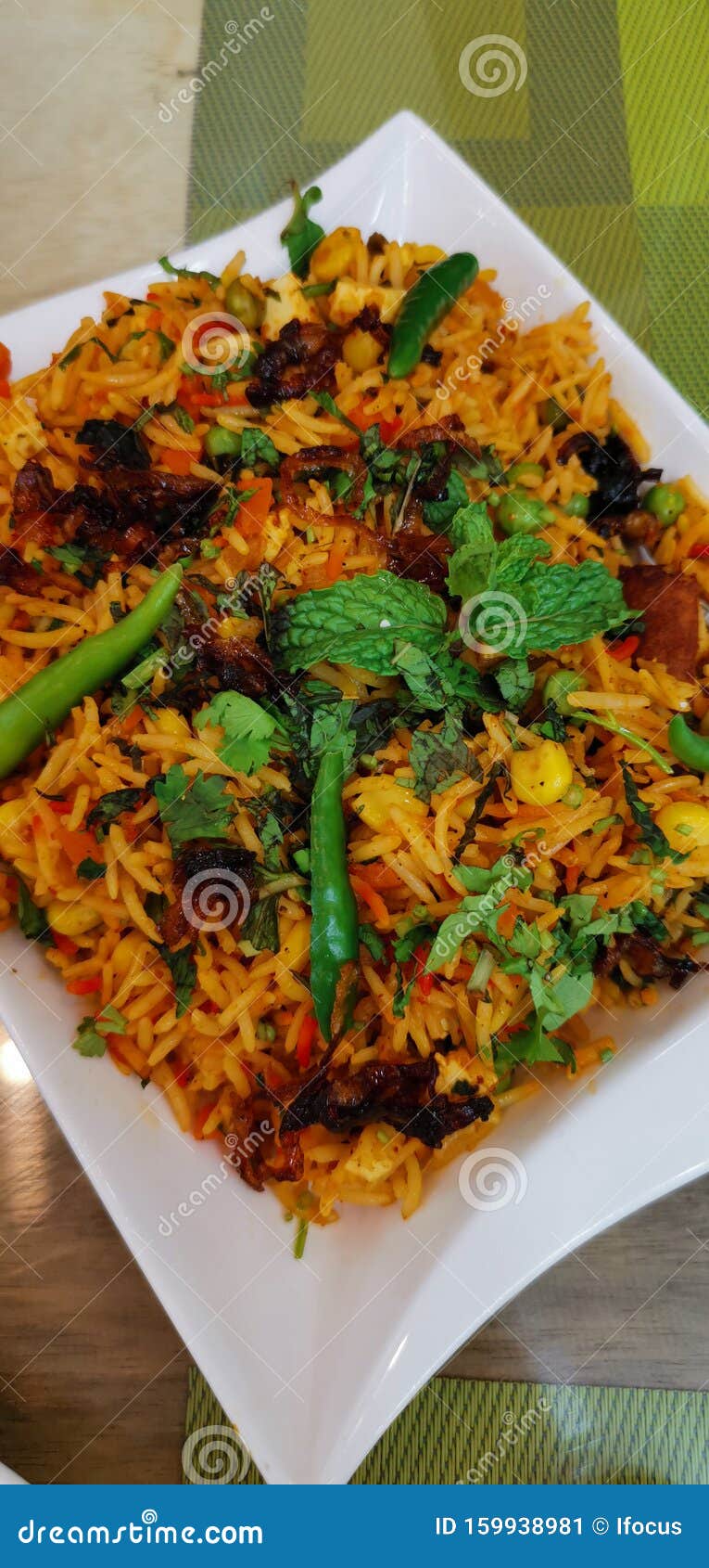 Vegetable Biryani on White Plate Stock Image - Image of colorful ...