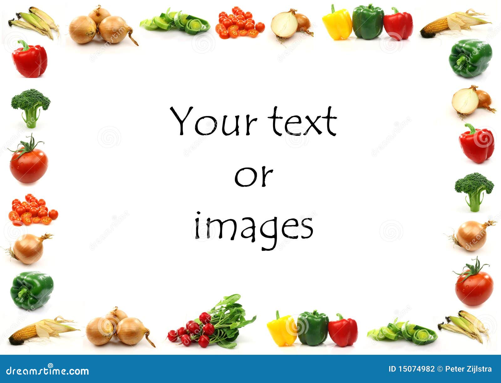 Vegetable border stock photo. Image of text, corn, radishes - 15074982