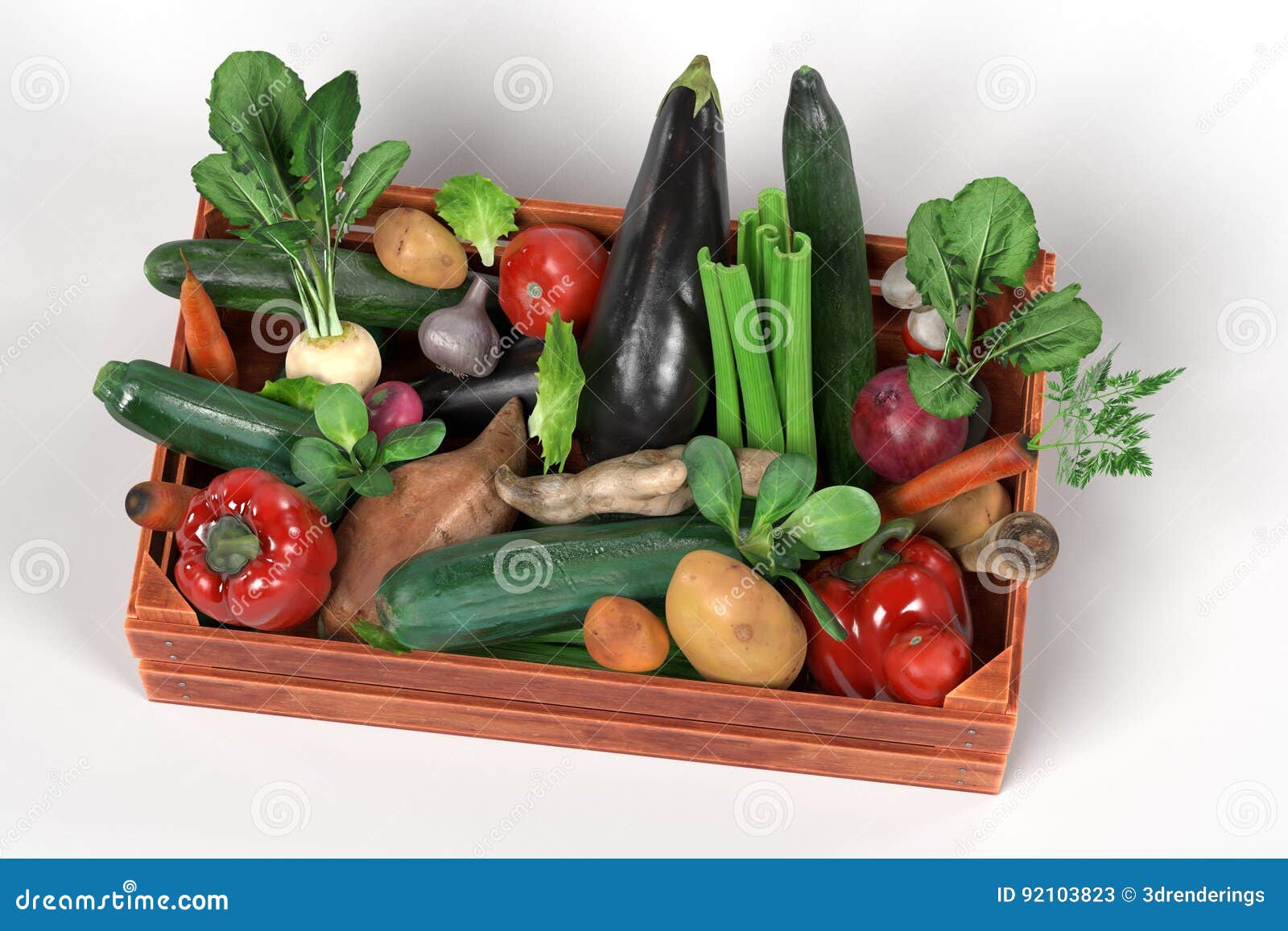 Vegetable in box stock illustration. Illustration of render - 92103823
