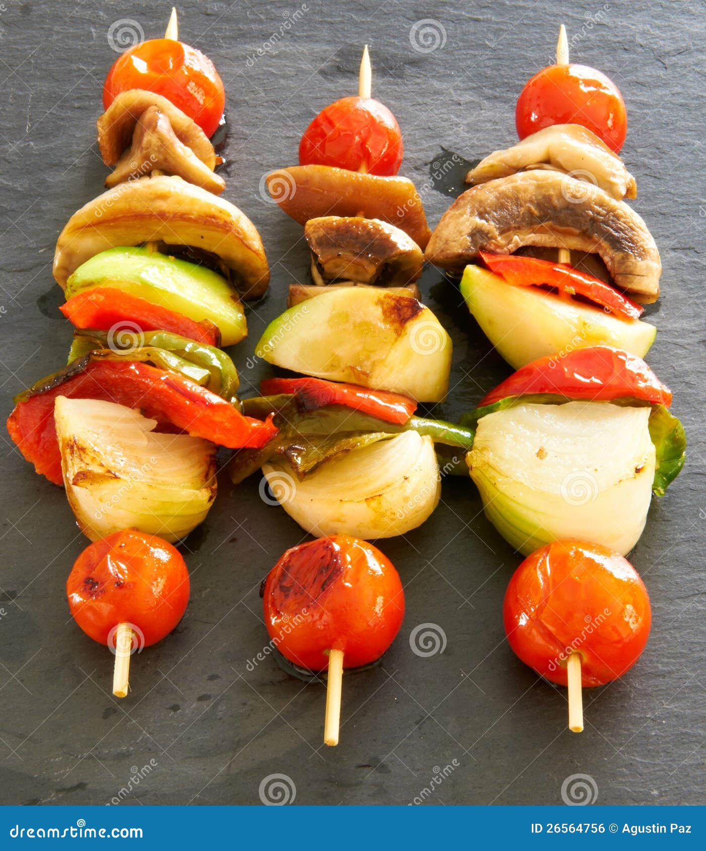Vegetable Brochettes on a Black Slate Tray Stock Photo - Image of dish ...